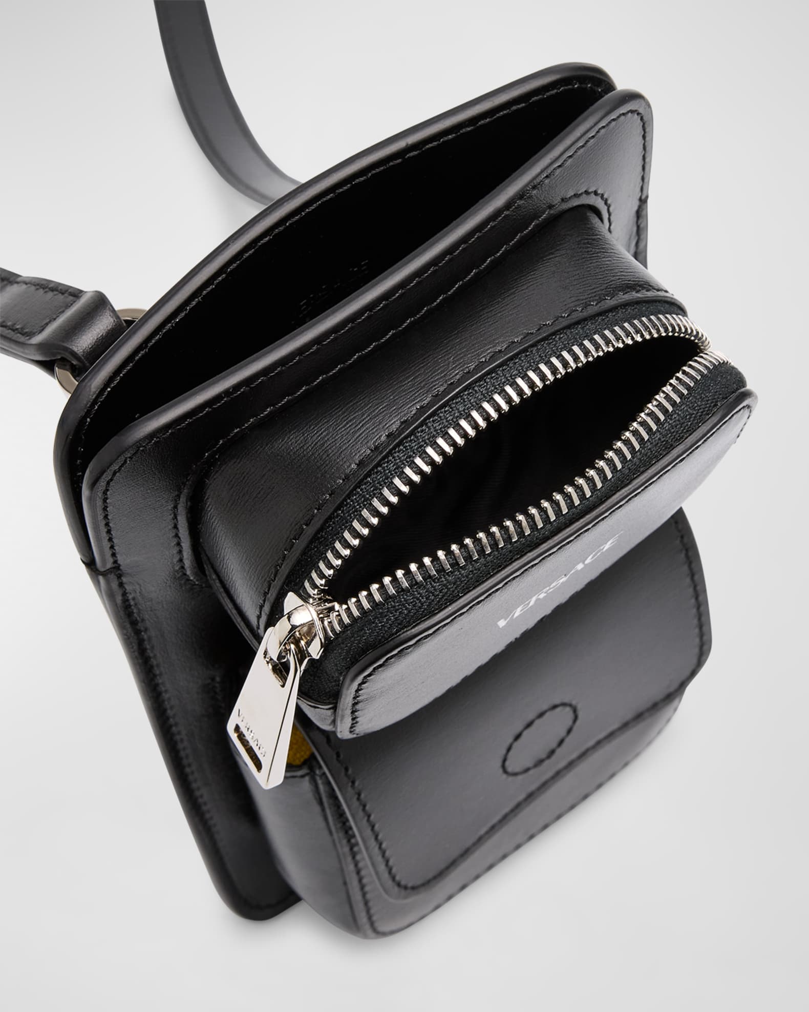 Versace Men's Leather Cargo Crossbody Bag | Neiman Marcus