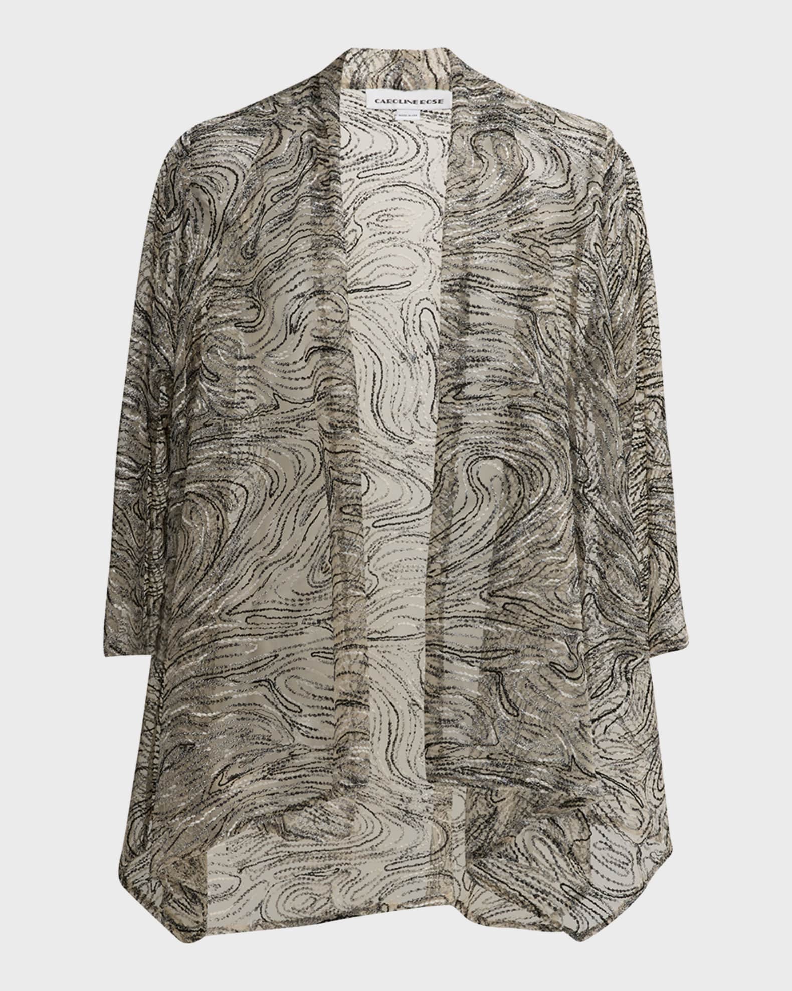 Caroline Rose Embroidered Open-Front Mesh Swing Cardigan | Neiman Marcus