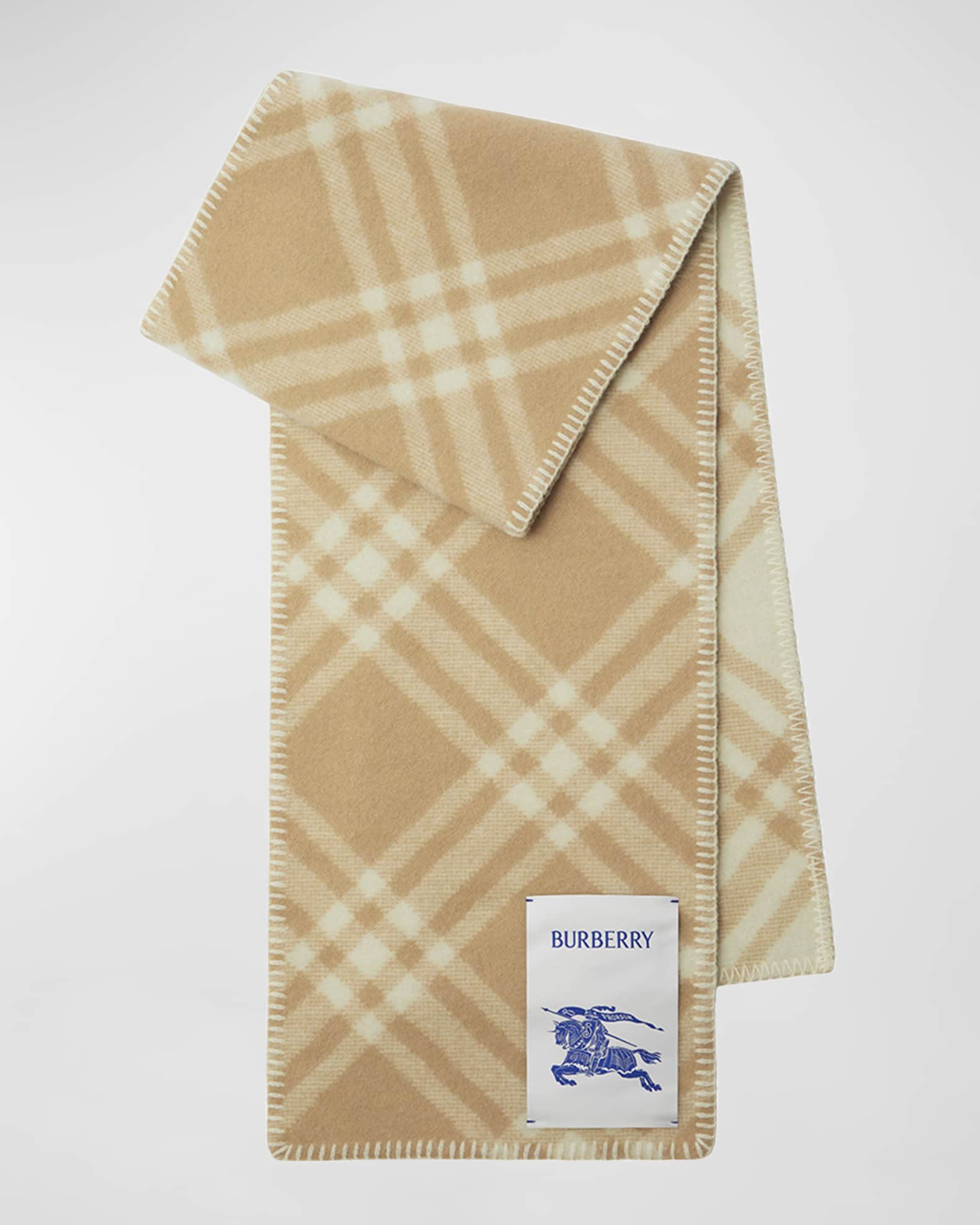 Burberry Tri-Bar Check Wool Scarf | Neiman Marcus