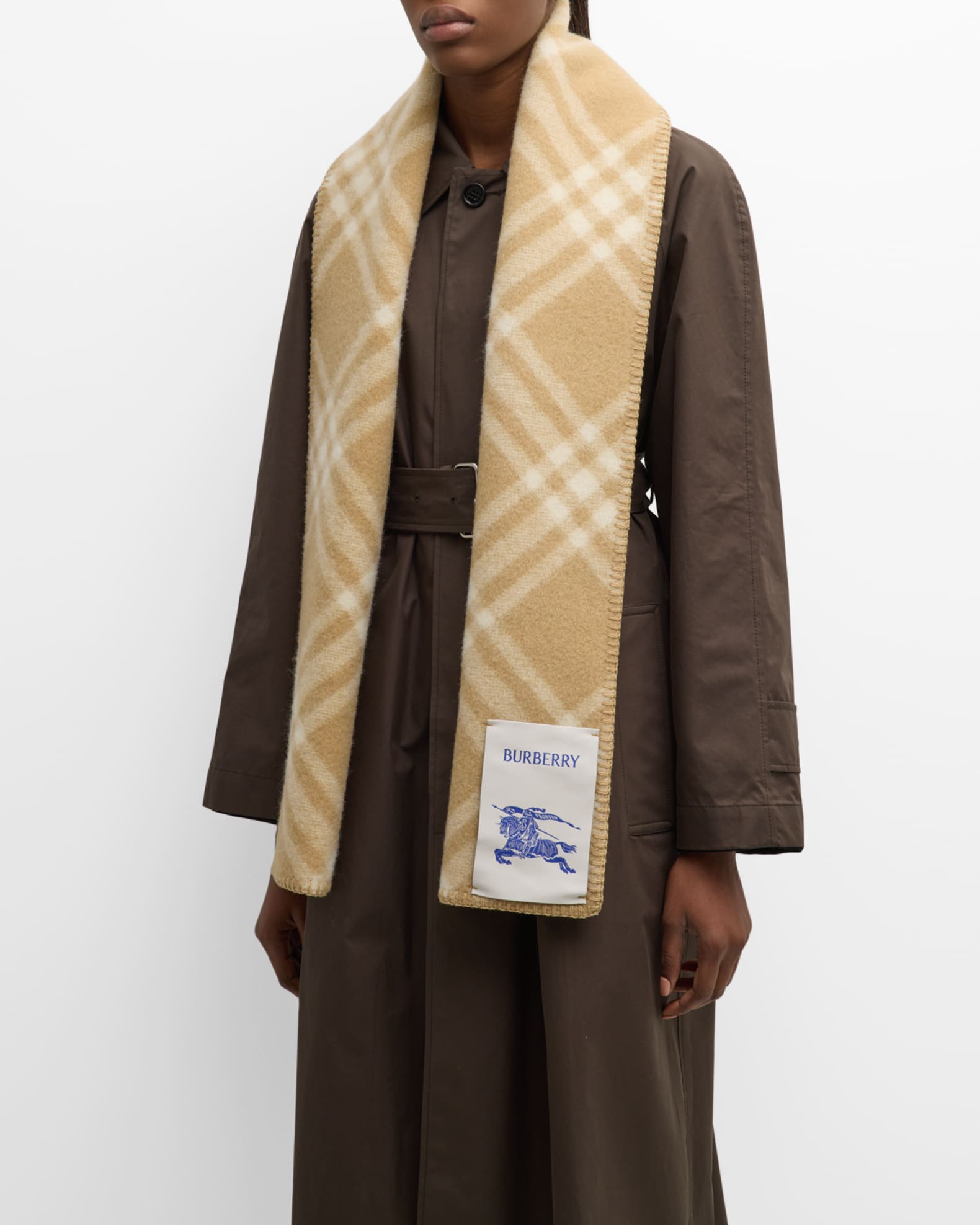 Burberry Tri-Bar Check Wool Scarf | Neiman Marcus