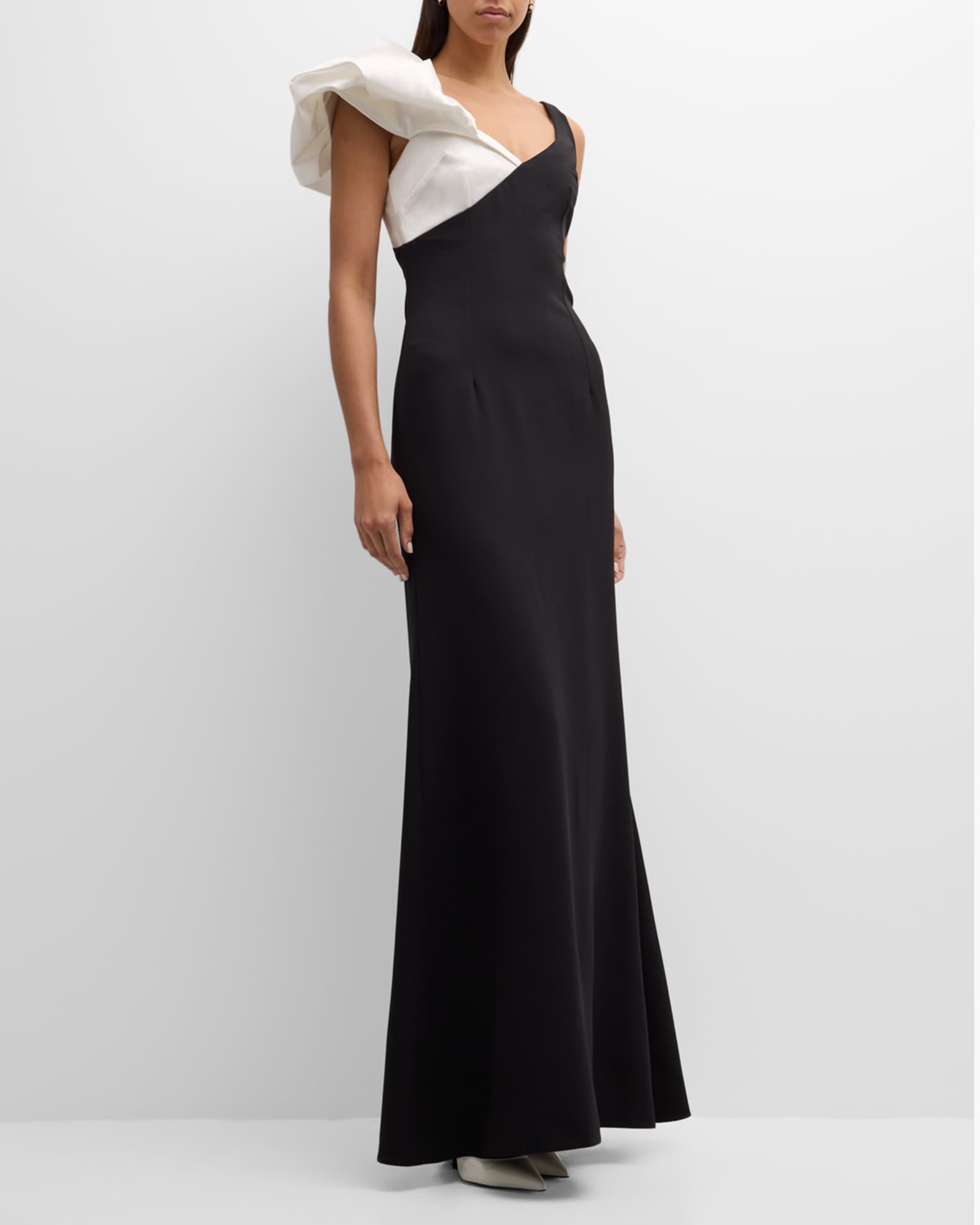 GIGII'S Opera Sleeveless Two-Tone Ruffle Gown | Neiman Marcus
