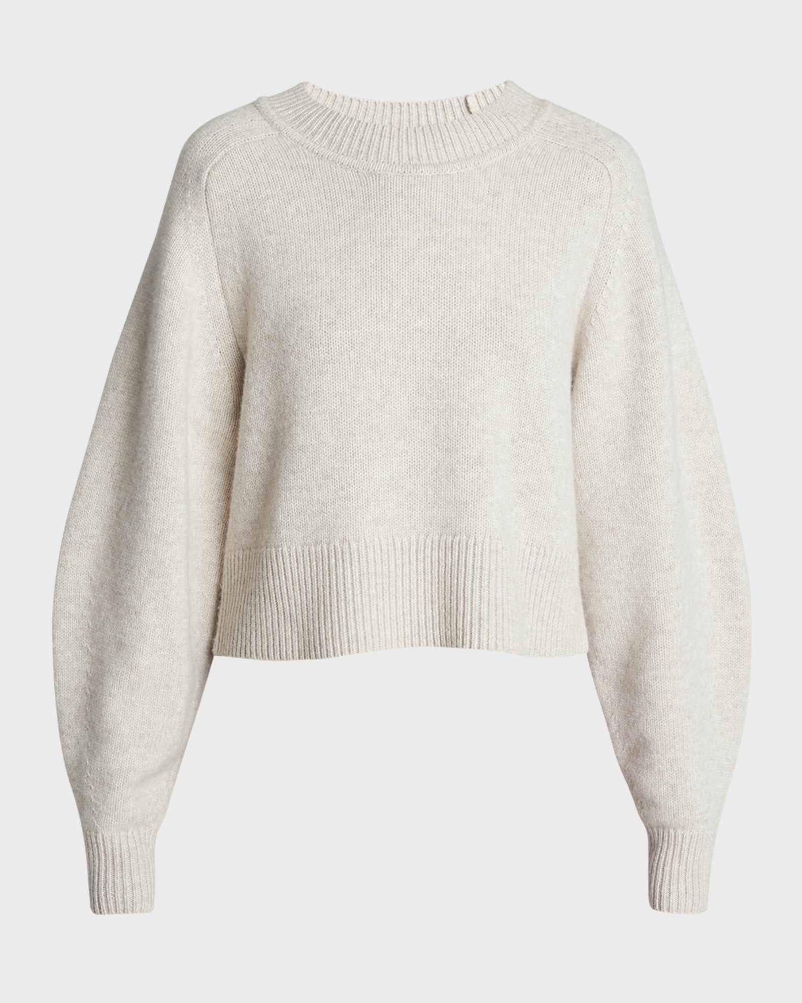 Isabel Marant Leandra Wool-Cashmere Crop Crewneck Sweater | Neiman Marcus