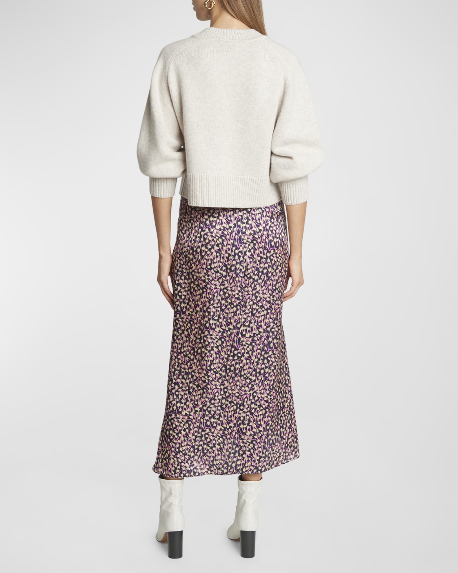 Isabel Marant Leandra Wool-Cashmere Crop Crewneck Sweater | Neiman Marcus