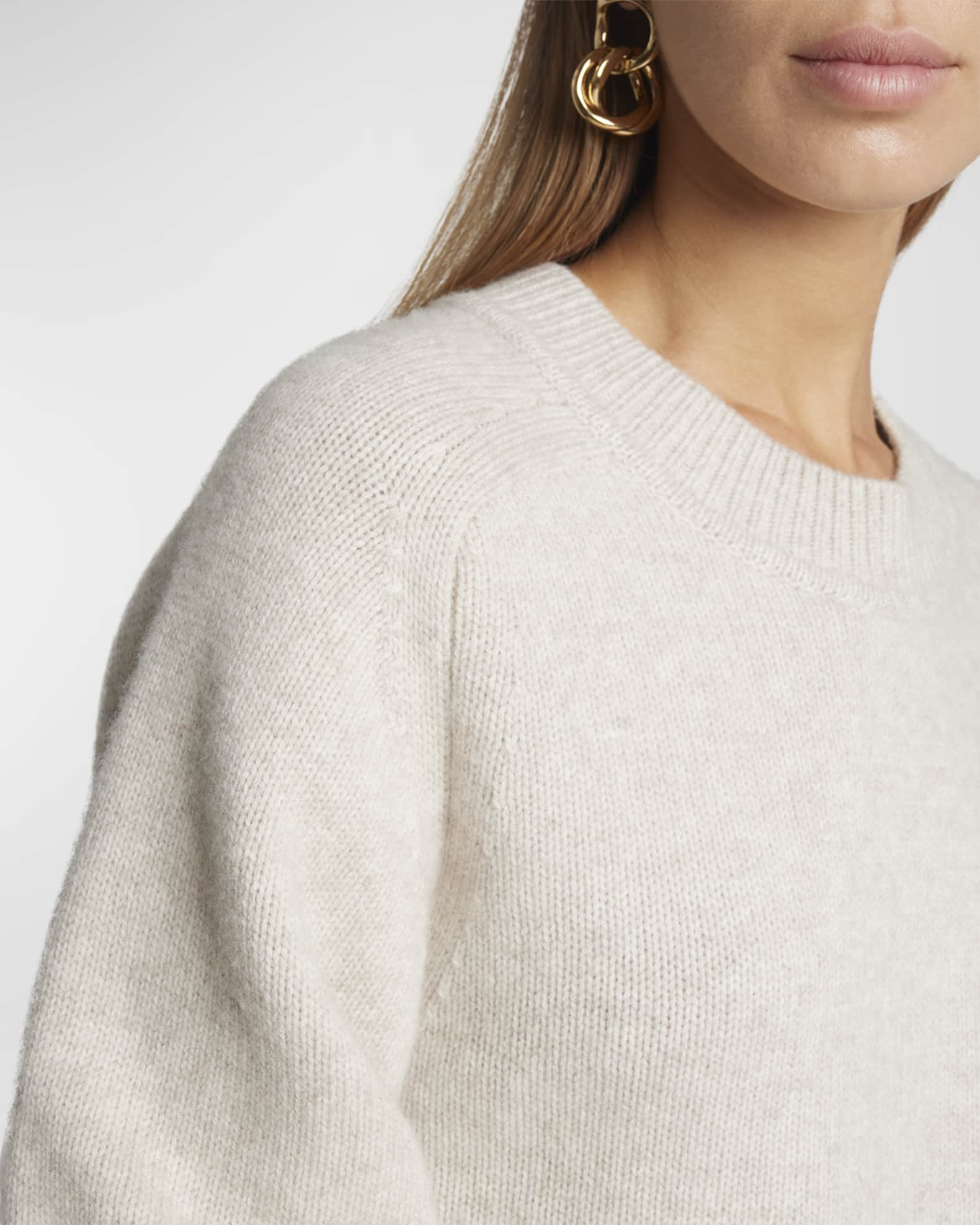 Isabel Marant Leandra Wool-Cashmere Crop Crewneck Sweater | Neiman Marcus