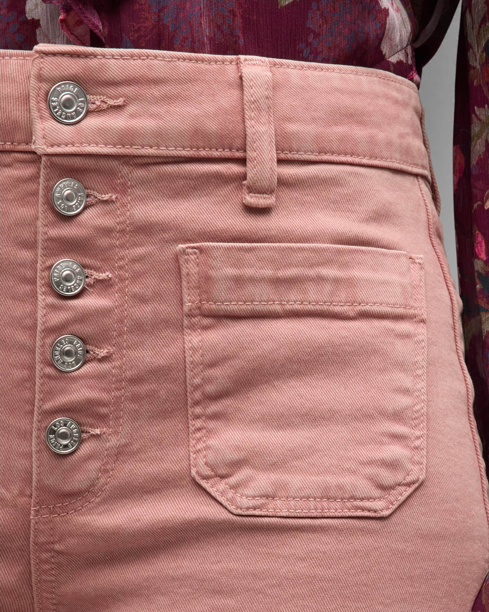 PAIGE Anessa Cropped Wide-Leg Patch Pocket Jeans | Neiman Marcus