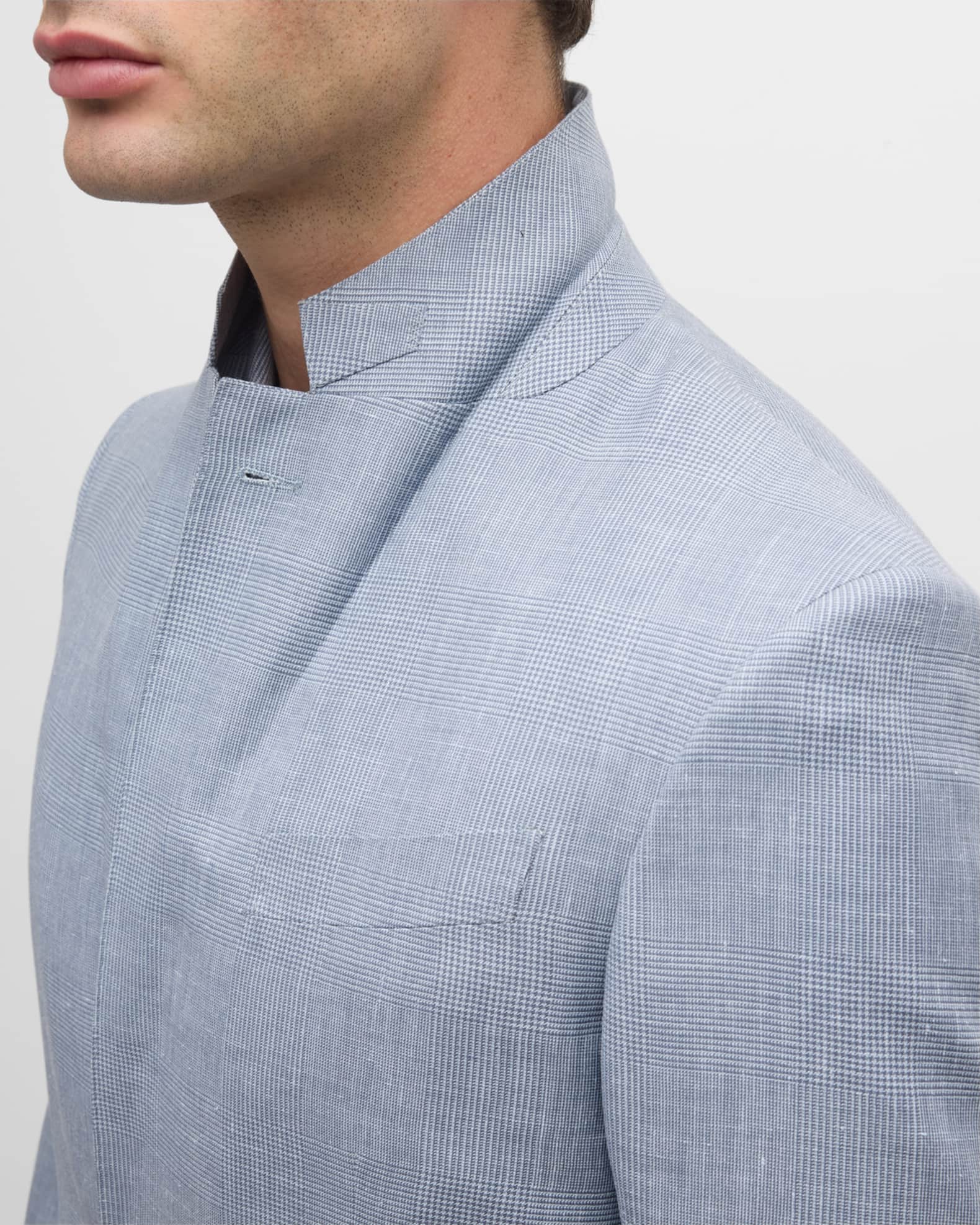 ZEGNA Men's Plaid Crossover Wool Linen Suit | Neiman Marcus