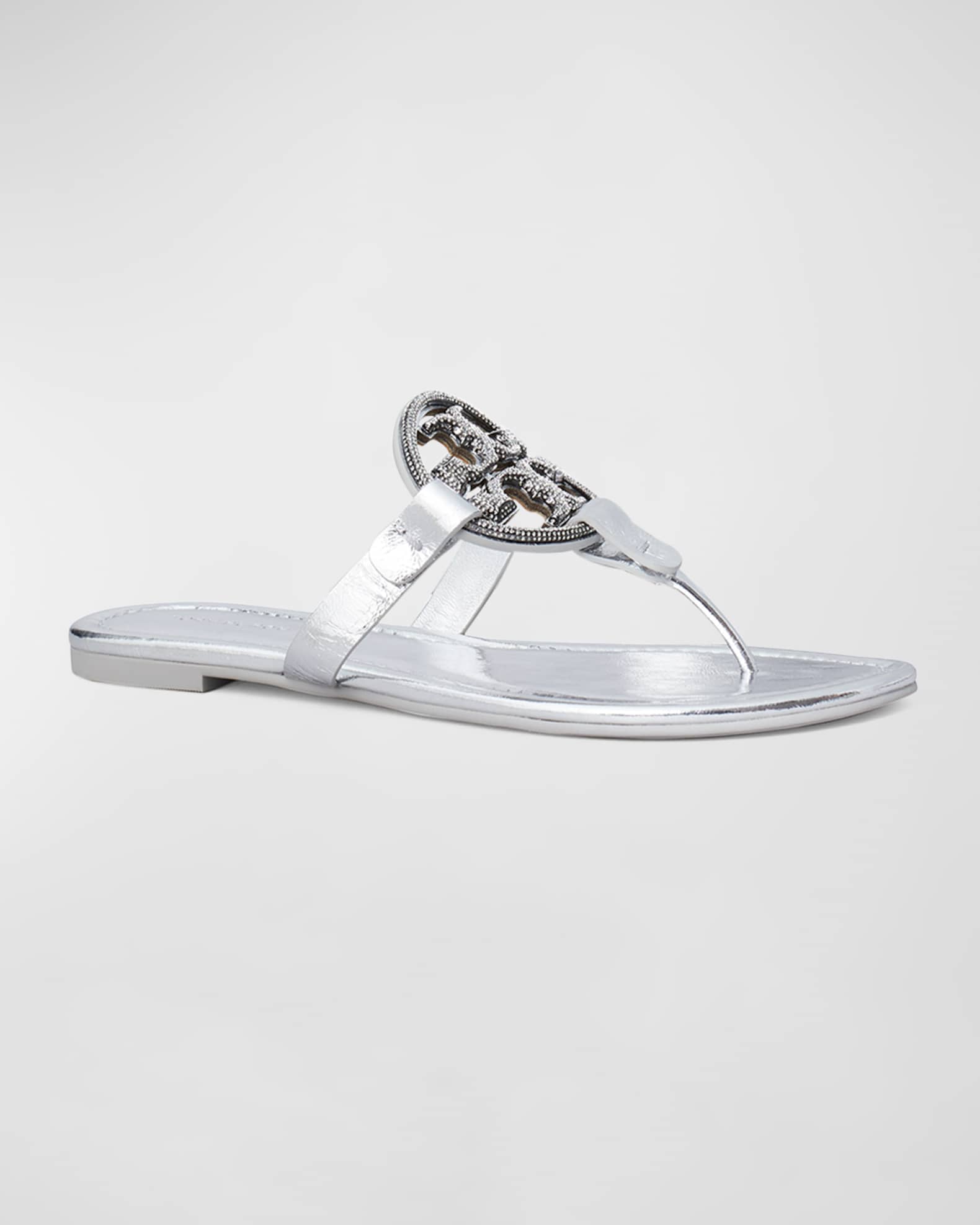 Tory Burch Miller Pave Medallion Thong Sandals | Neiman Marcus