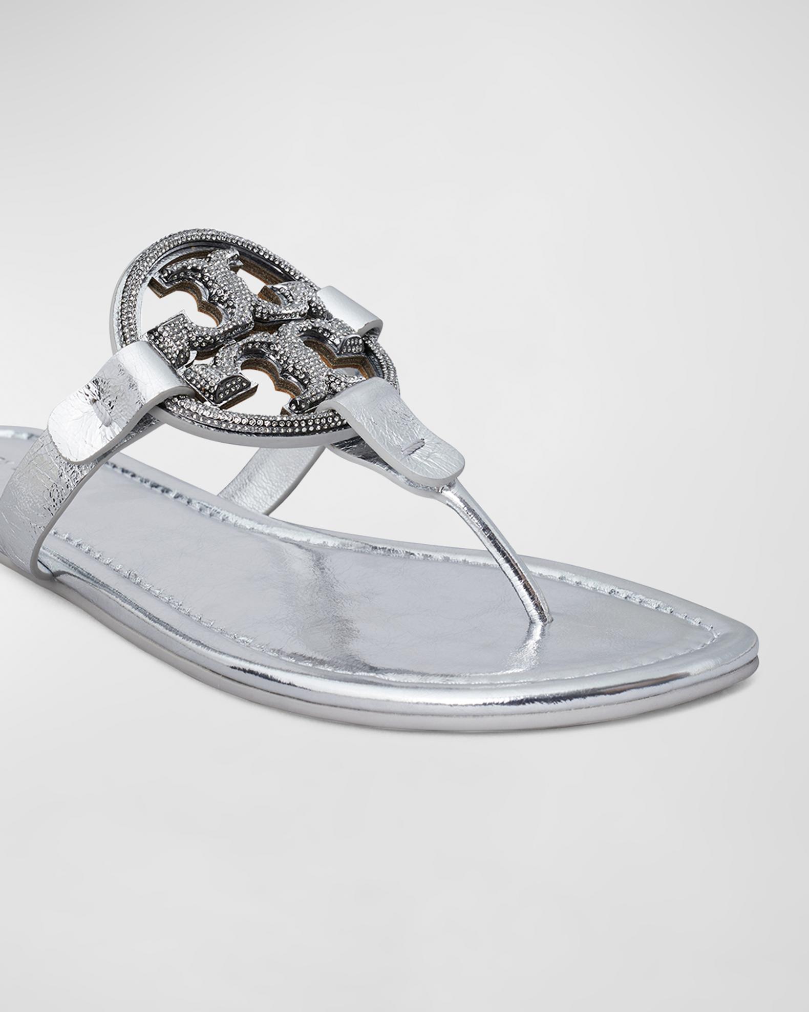 Tory Burch Miller Pave Medallion Thong Sandals | Neiman Marcus