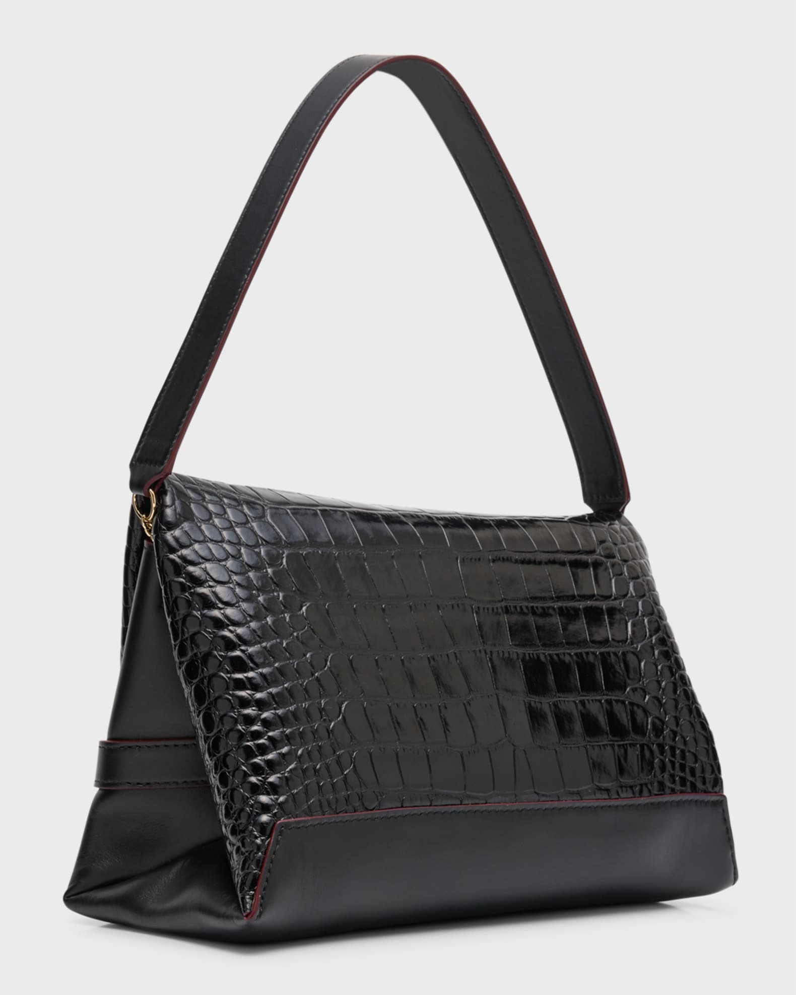 Victoria Beckham Chain Croc-Embossed Pouch Shoulder Bag | Neiman Marcus