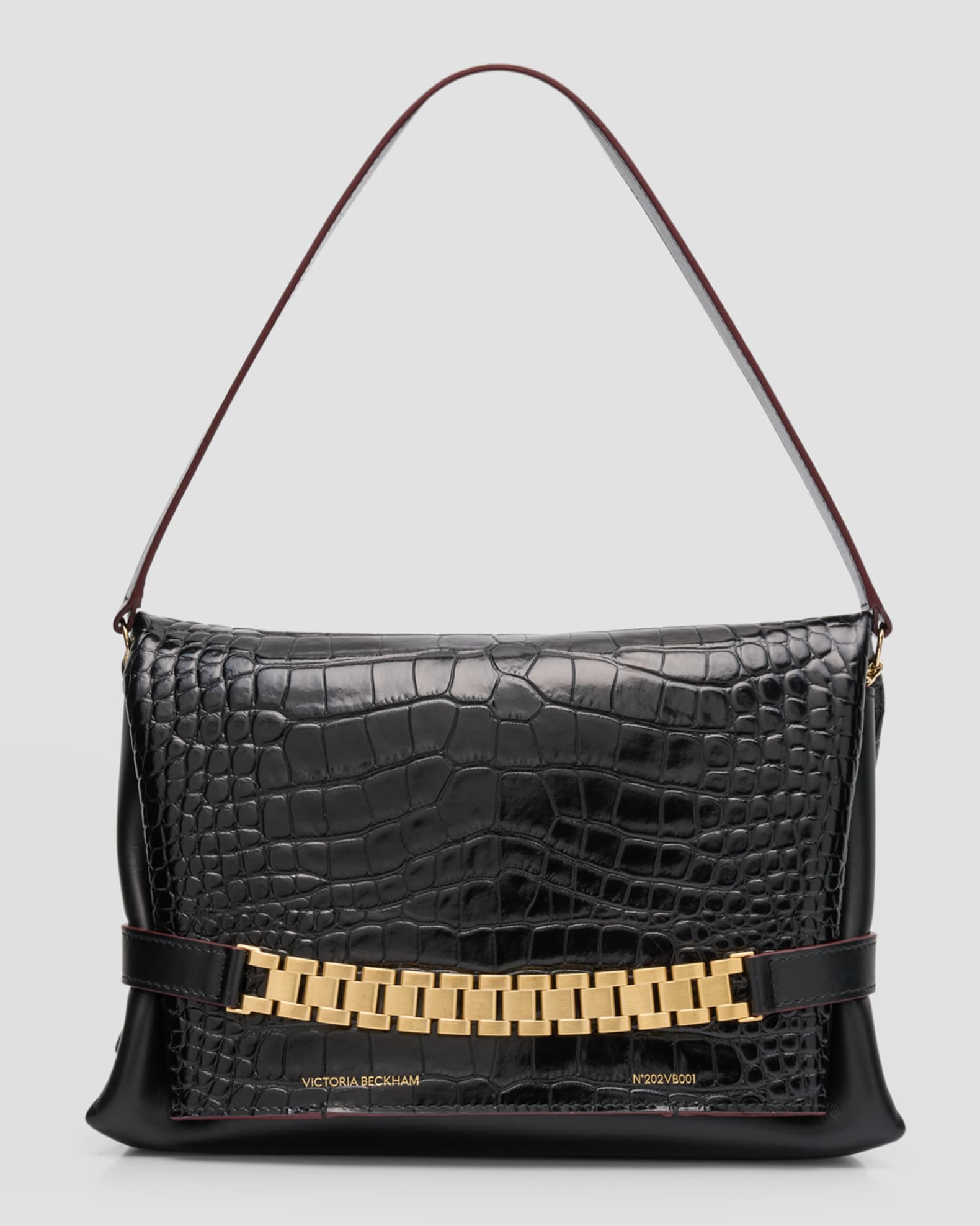 Victoria Beckham Chain Croc-Embossed Pouch Shoulder Bag | Neiman Marcus