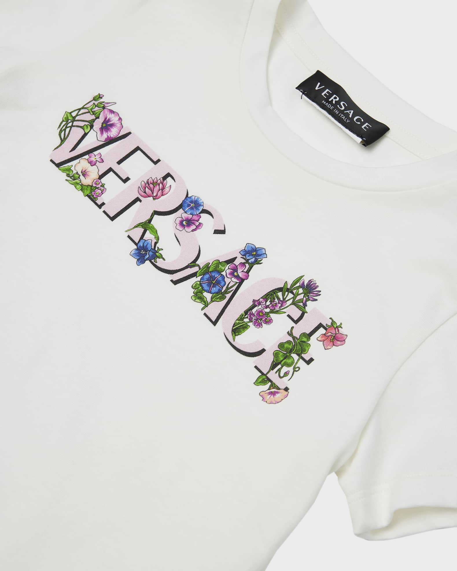 Versace Girl's Flowers Logo-Print Cotton Jersey T-Shirt, Size 4-6 ...