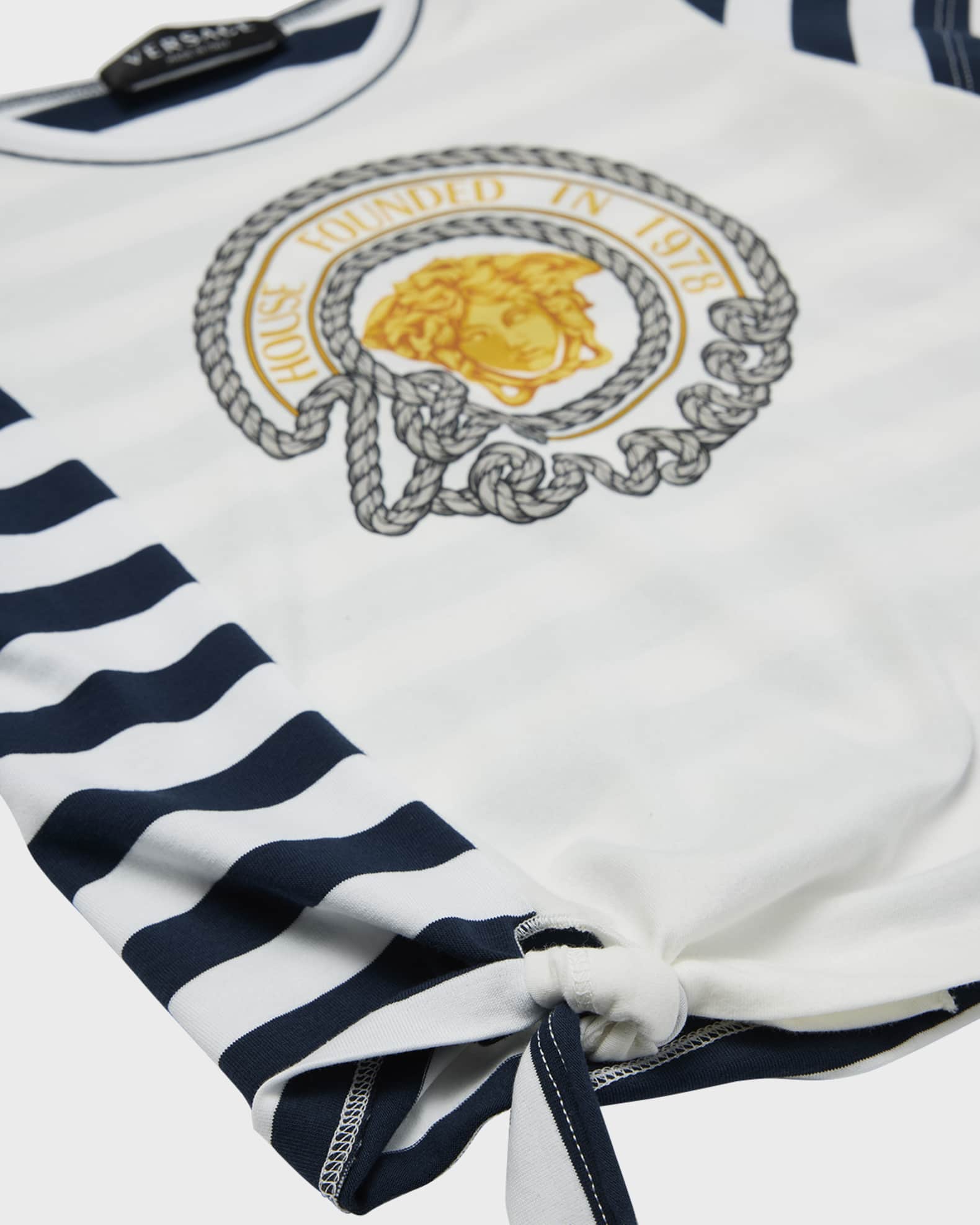 Versace Girl's Marine Logo-Print Jersey T-Shirt, Size 8-14 | Neiman Marcus