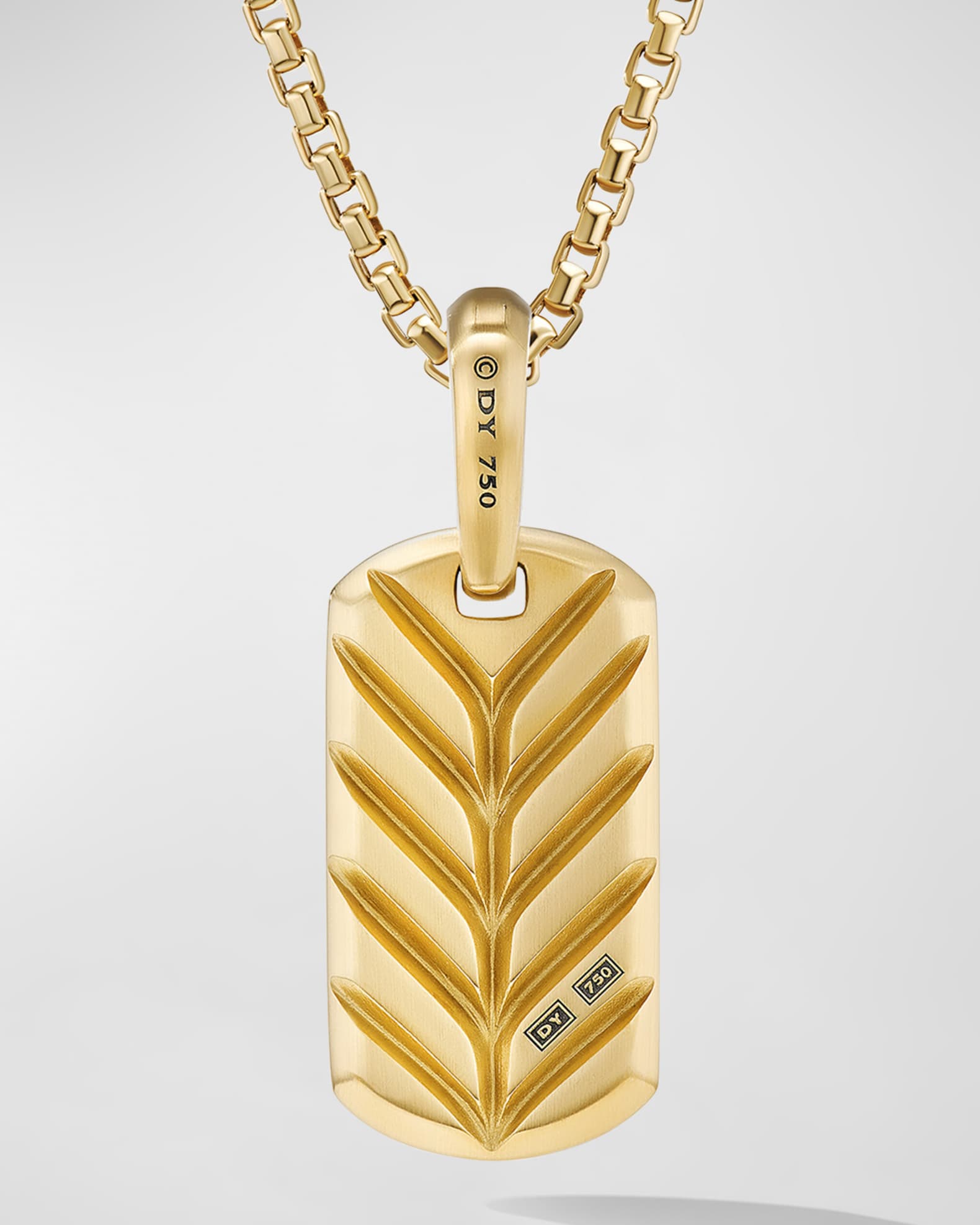 David Yurman Men's Chevron Tag Enhancer with Diamonds in 18K Gold, 21mm ...