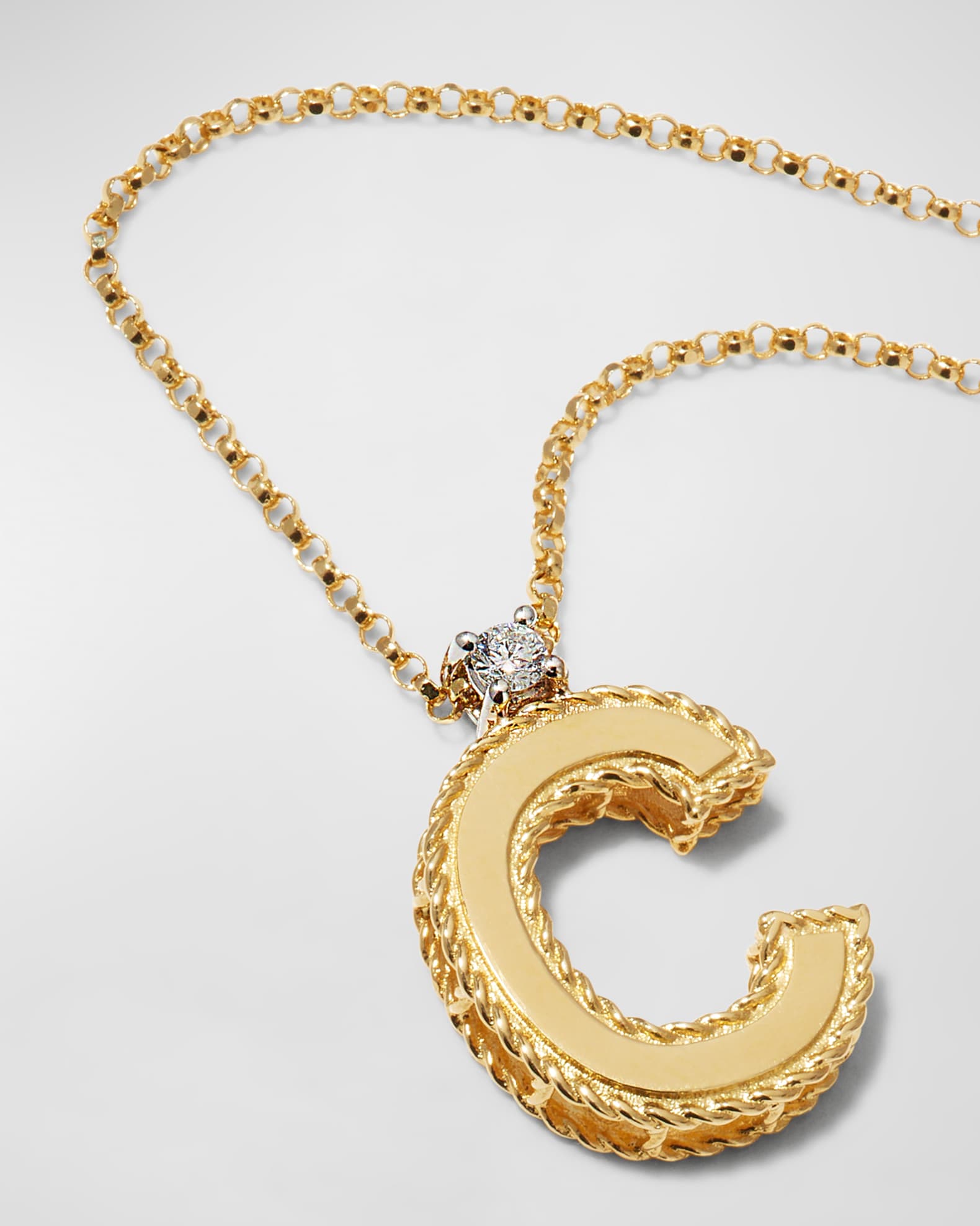 Roberto Coin Princess 18K Yellow Gold Diamond Initial Necklace, C ...