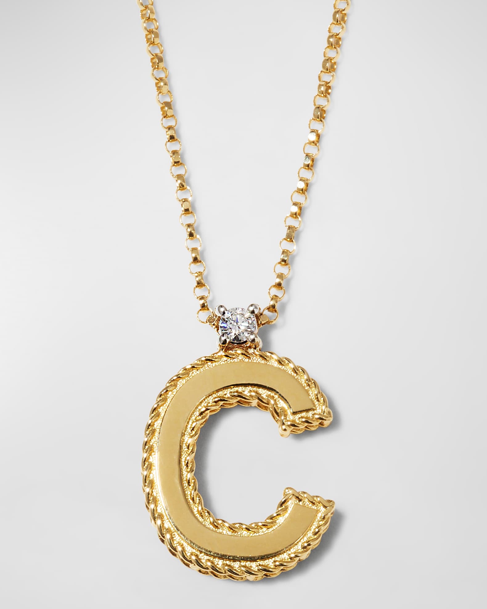Roberto Coin Princess 18K Yellow Gold Diamond Initial Necklace, C ...