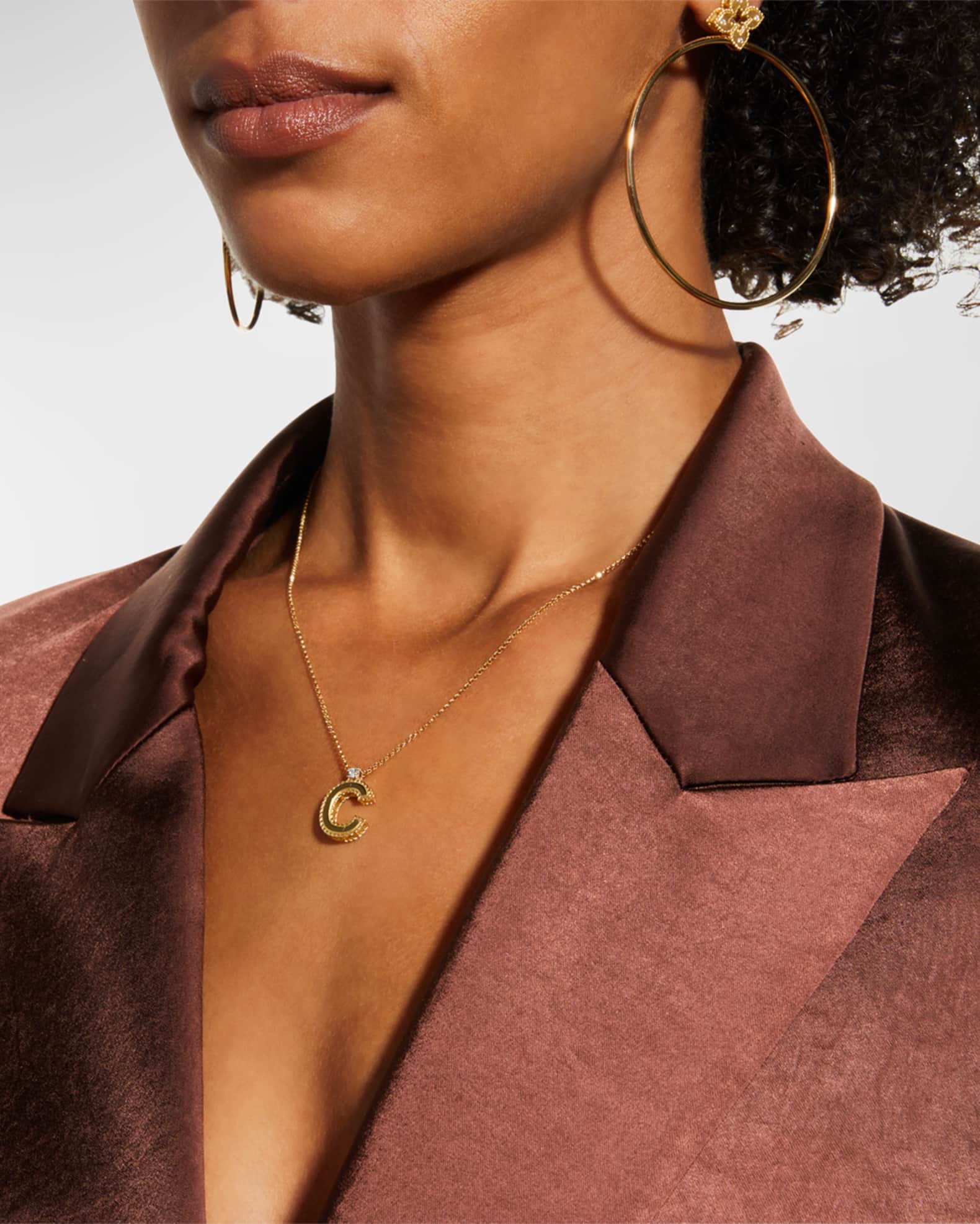 Roberto Coin Princess 18K Yellow Gold Diamond Initial Necklace, C ...