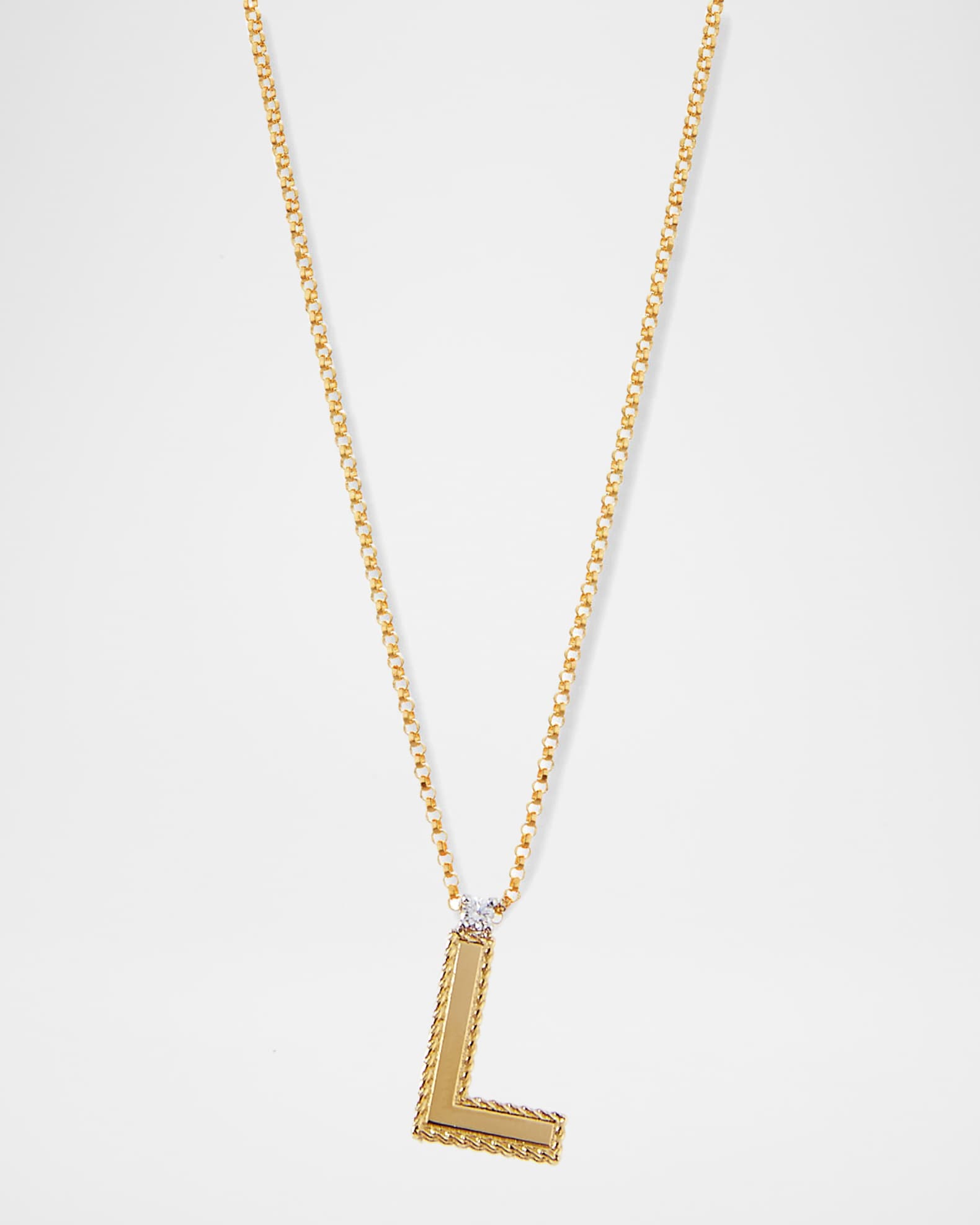 Roberto Coin Princess 18K Yellow Gold Diamond Initial Necklace, L ...