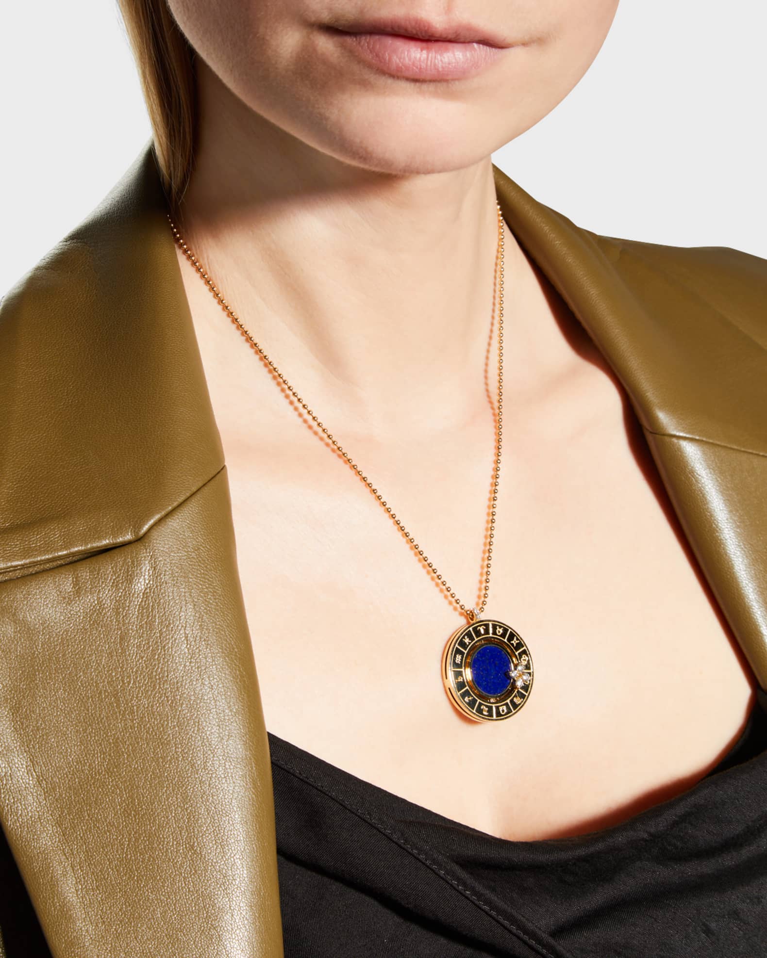 Roberto Coin 18K Rose Gold Verona Blue Lapis Zodiac Medallion Necklace ...