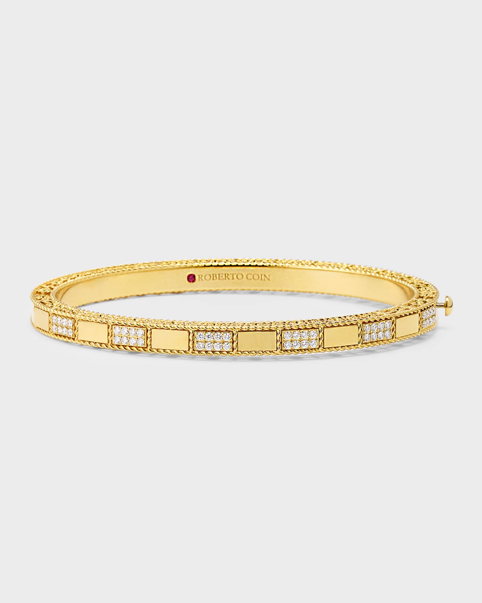 Roberto Coin 18K Petite Art Deco Bangle with Multi Diamond Stations ...
