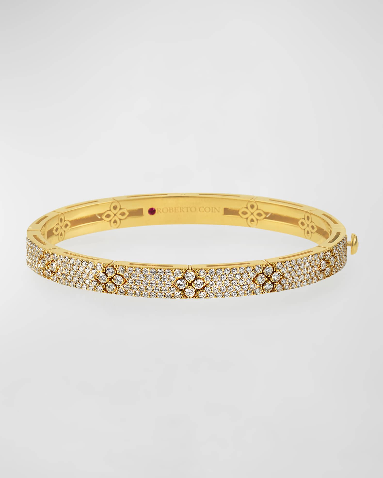 Roberto Coin 18K Yellow Gold Love in Verona Diamond Pave Bangle ...