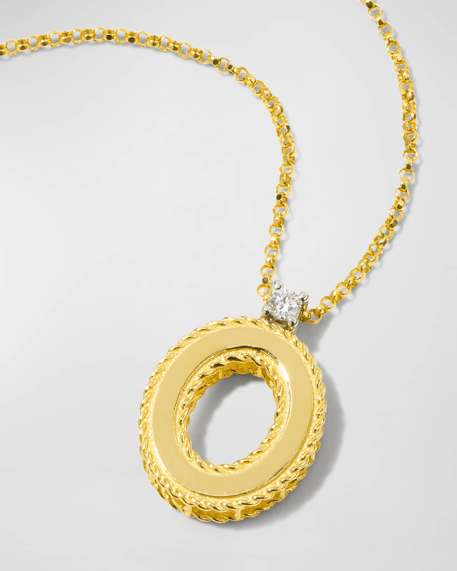 Roberto Coin Princess 18K Yellow Gold Diamond Initial Necklace, O ...