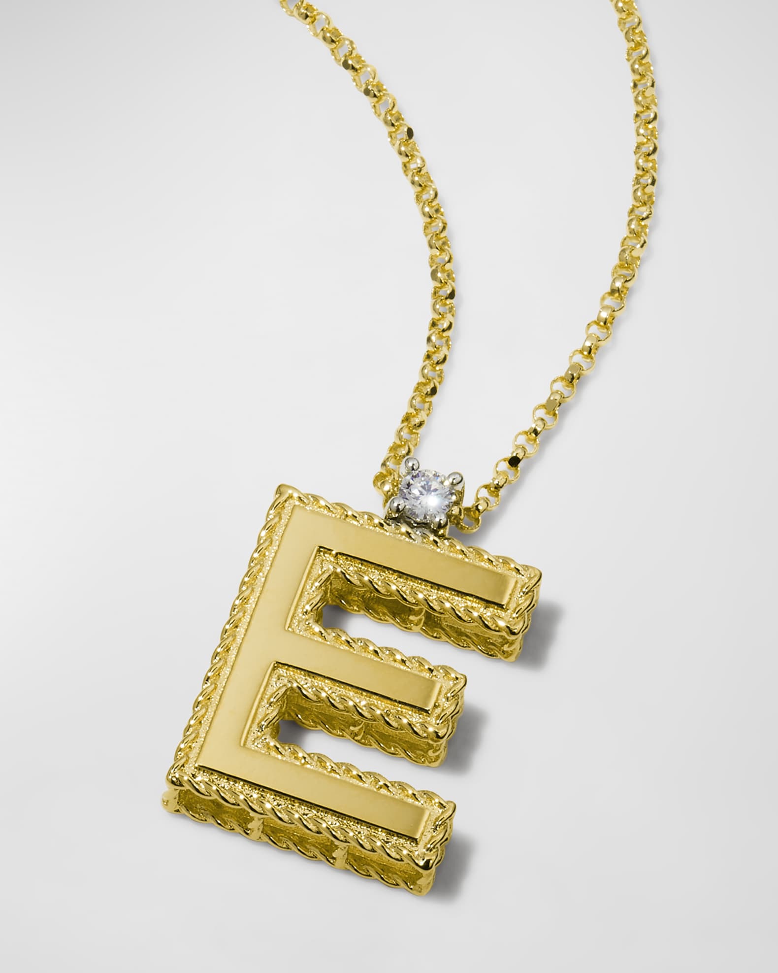 Roberto Coin Princess 18K Yellow Gold Diamond Initial Necklace, E ...