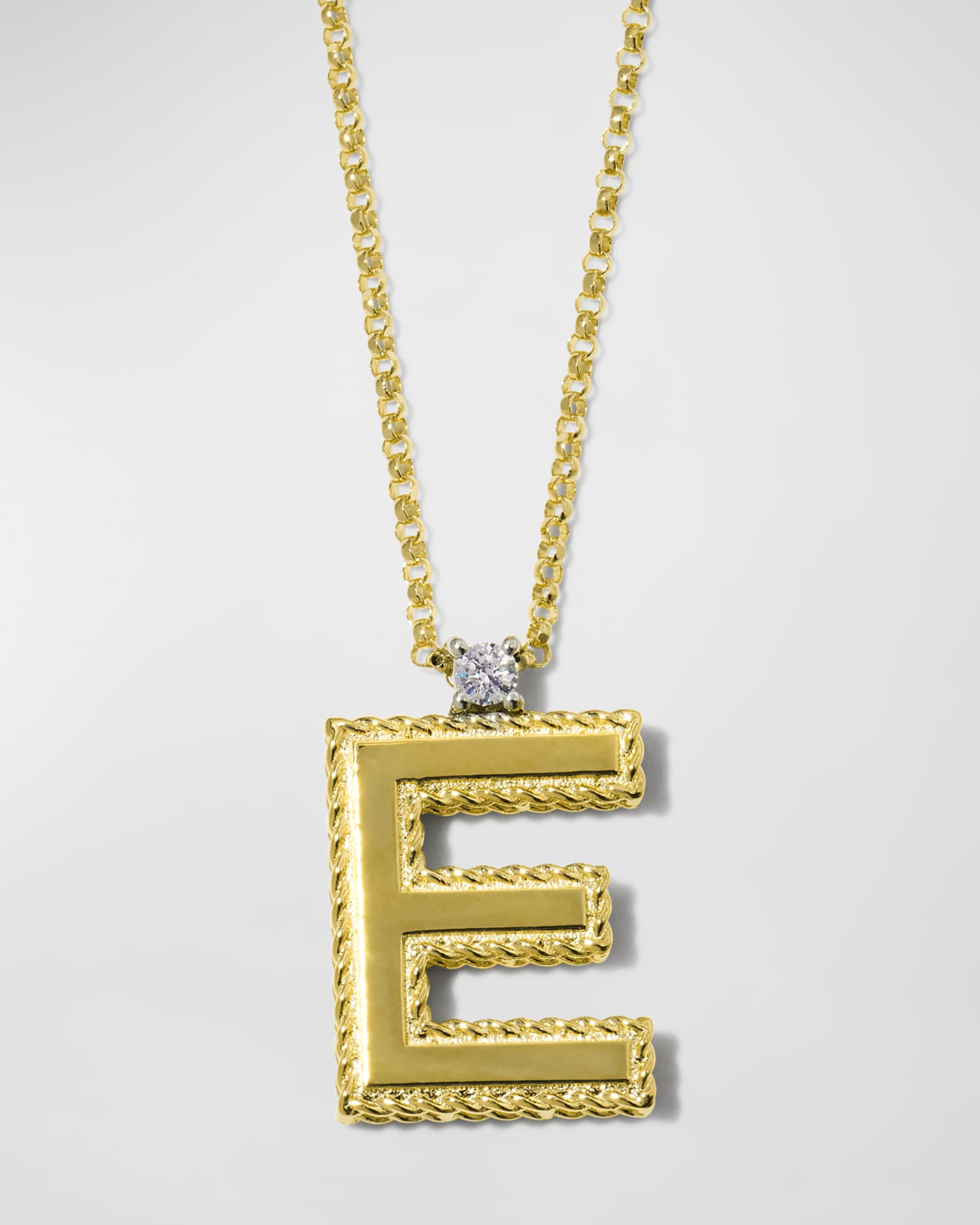 Roberto Coin Princess 18K Yellow Gold Diamond Initial Necklace, E ...