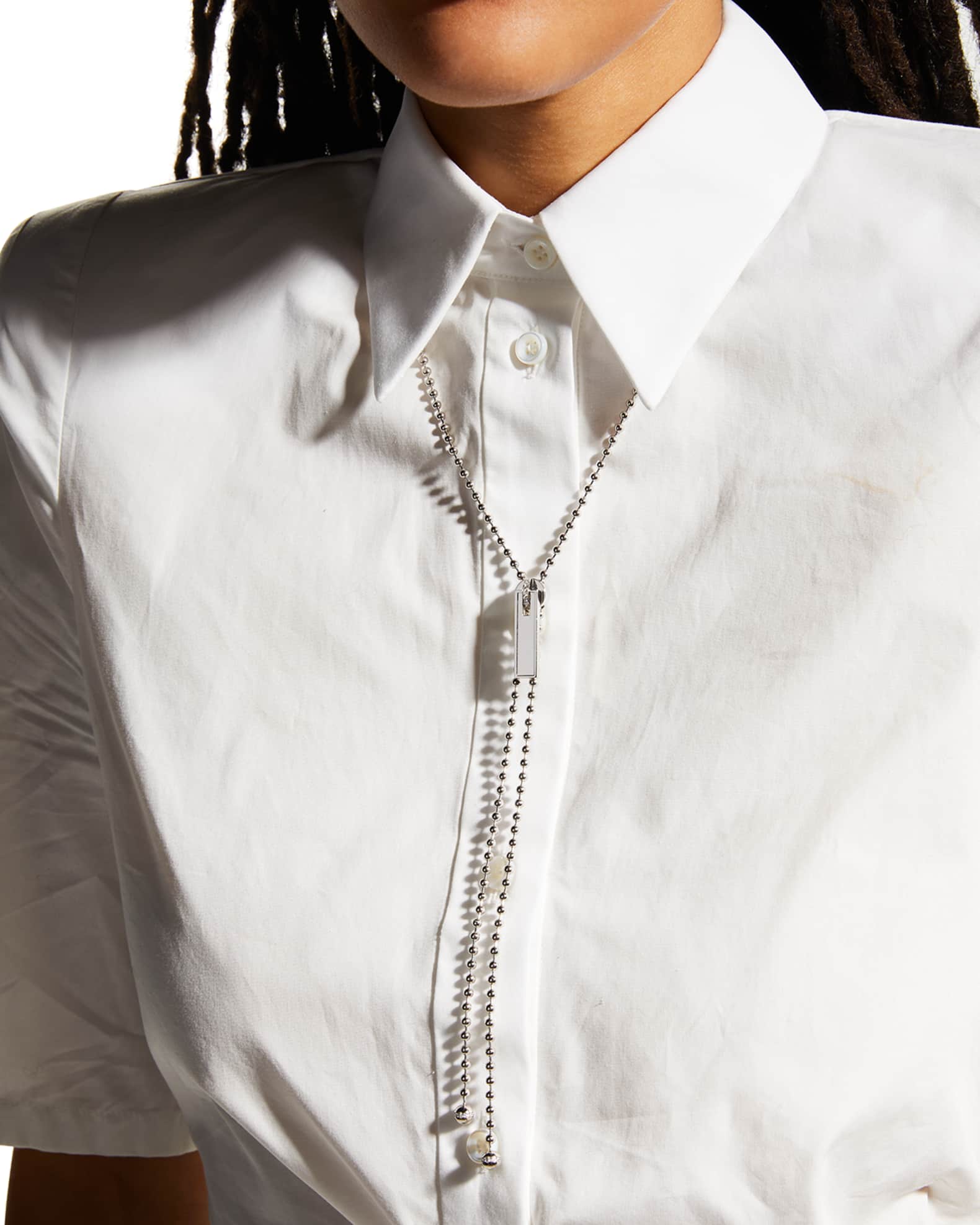 Roberto Coin 18K White Gold Diamond Zipper Necklace | Neiman Marcus