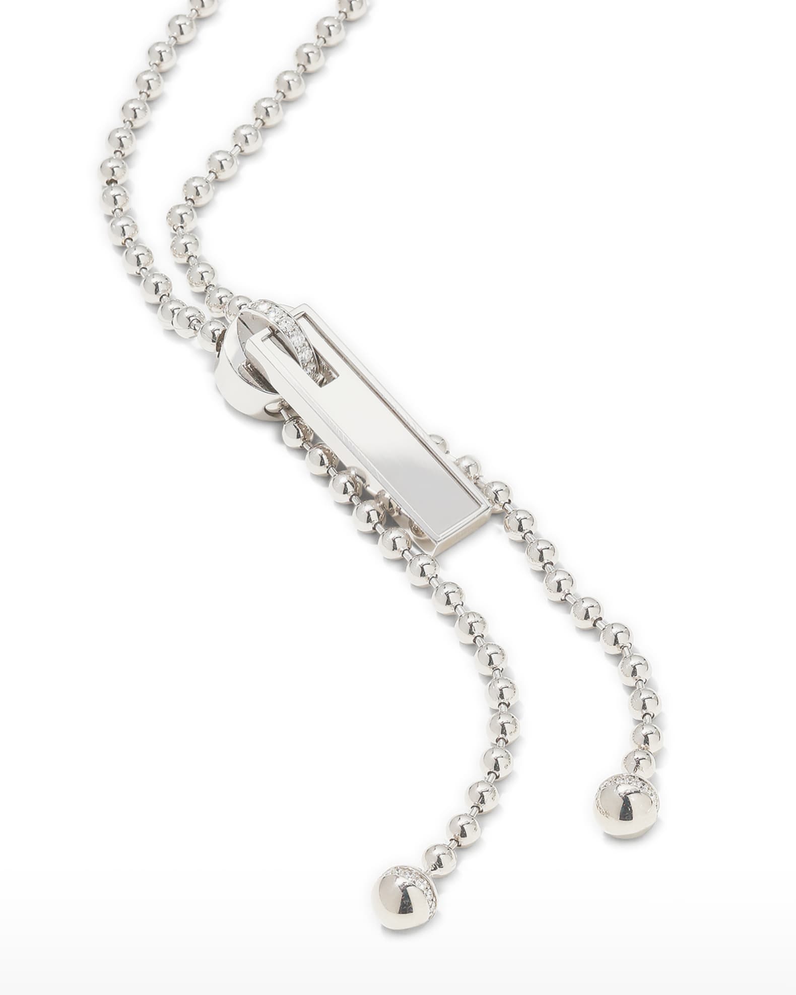 Roberto Coin 18K White Gold Diamond Zipper Necklace | Neiman Marcus