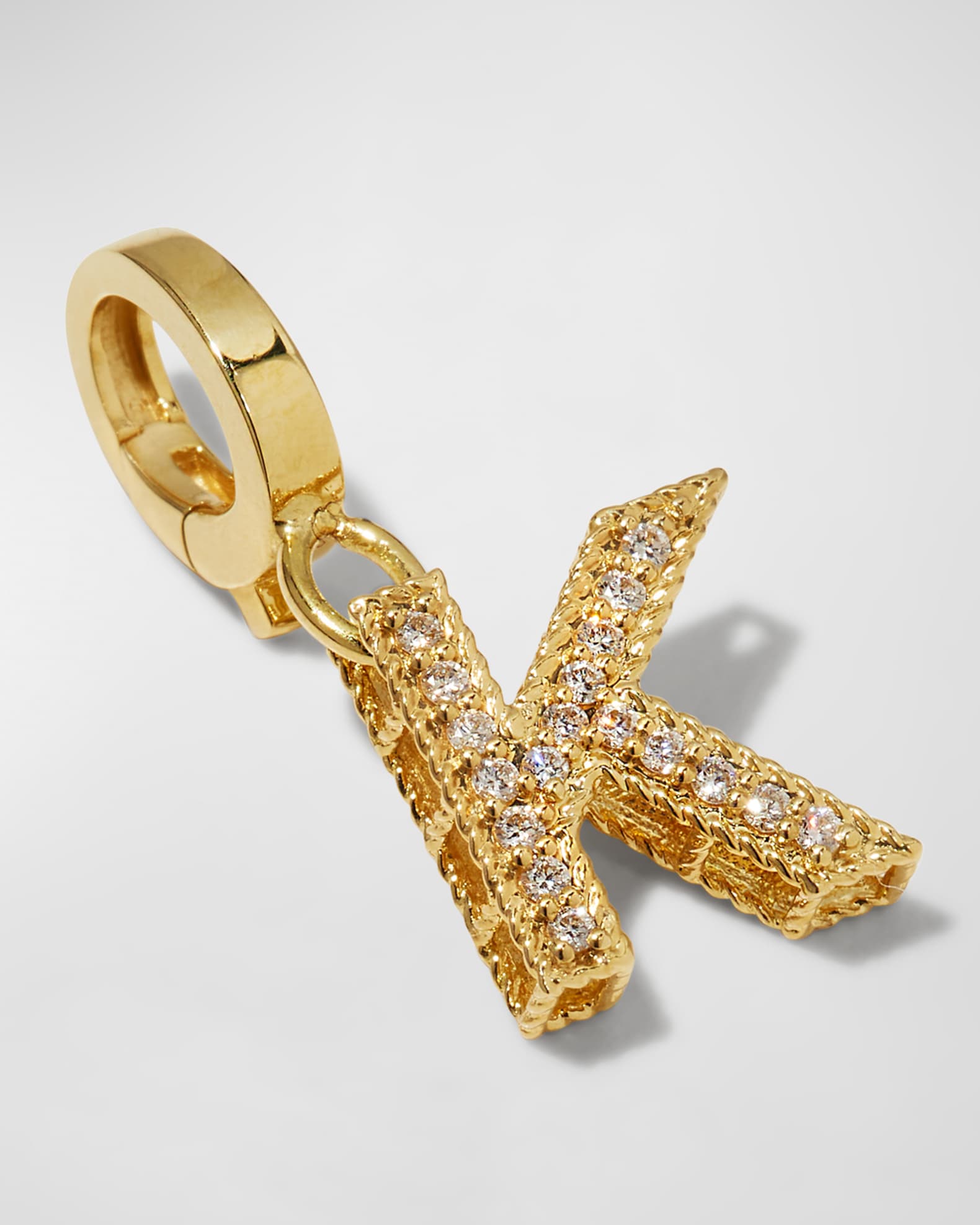Roberto Coin Princess 18K Yellow Gold Diamond Pave Initial Charm, K ...