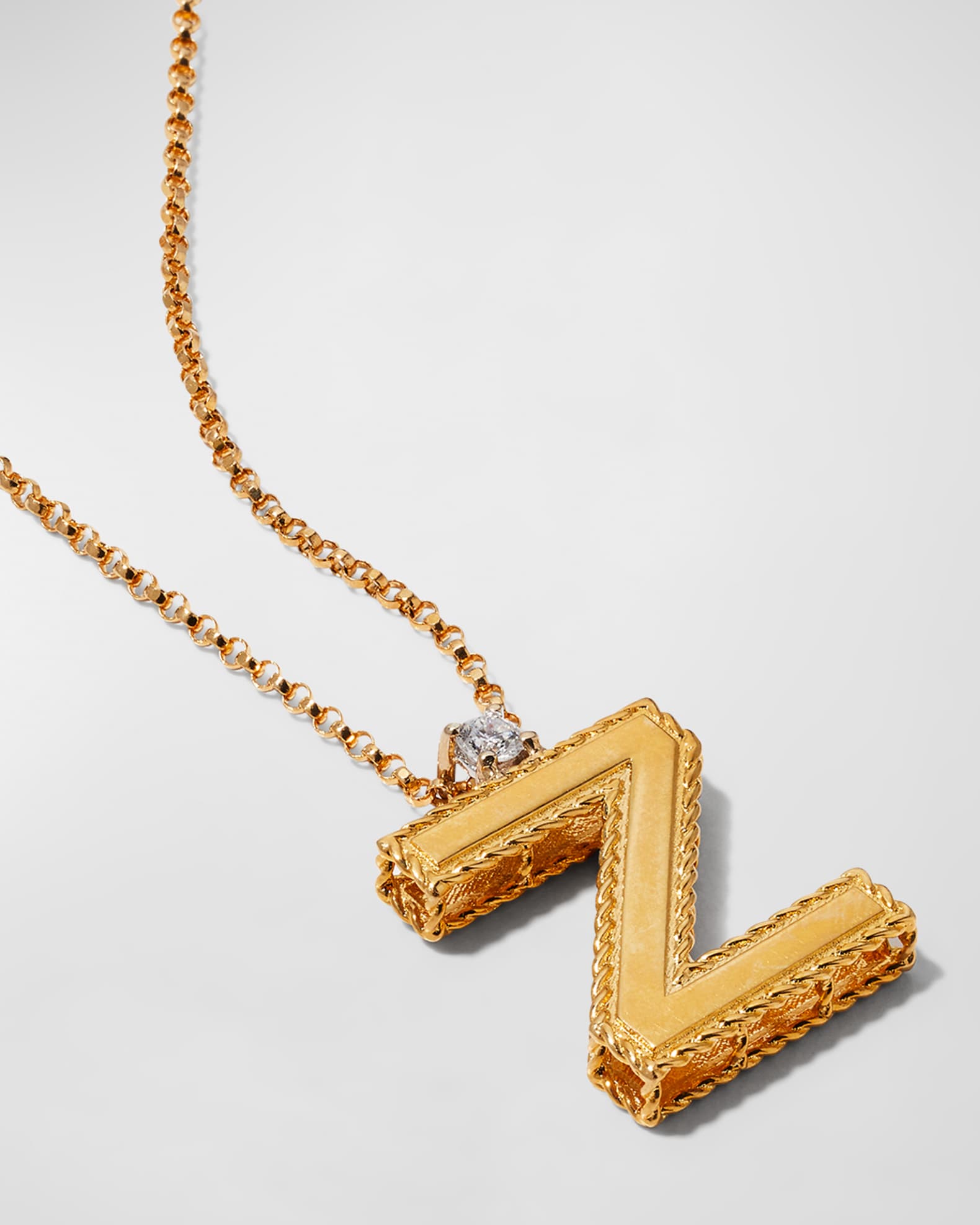Roberto Coin Princess 18K Yellow Gold Diamond Initial Necklace, Z ...
