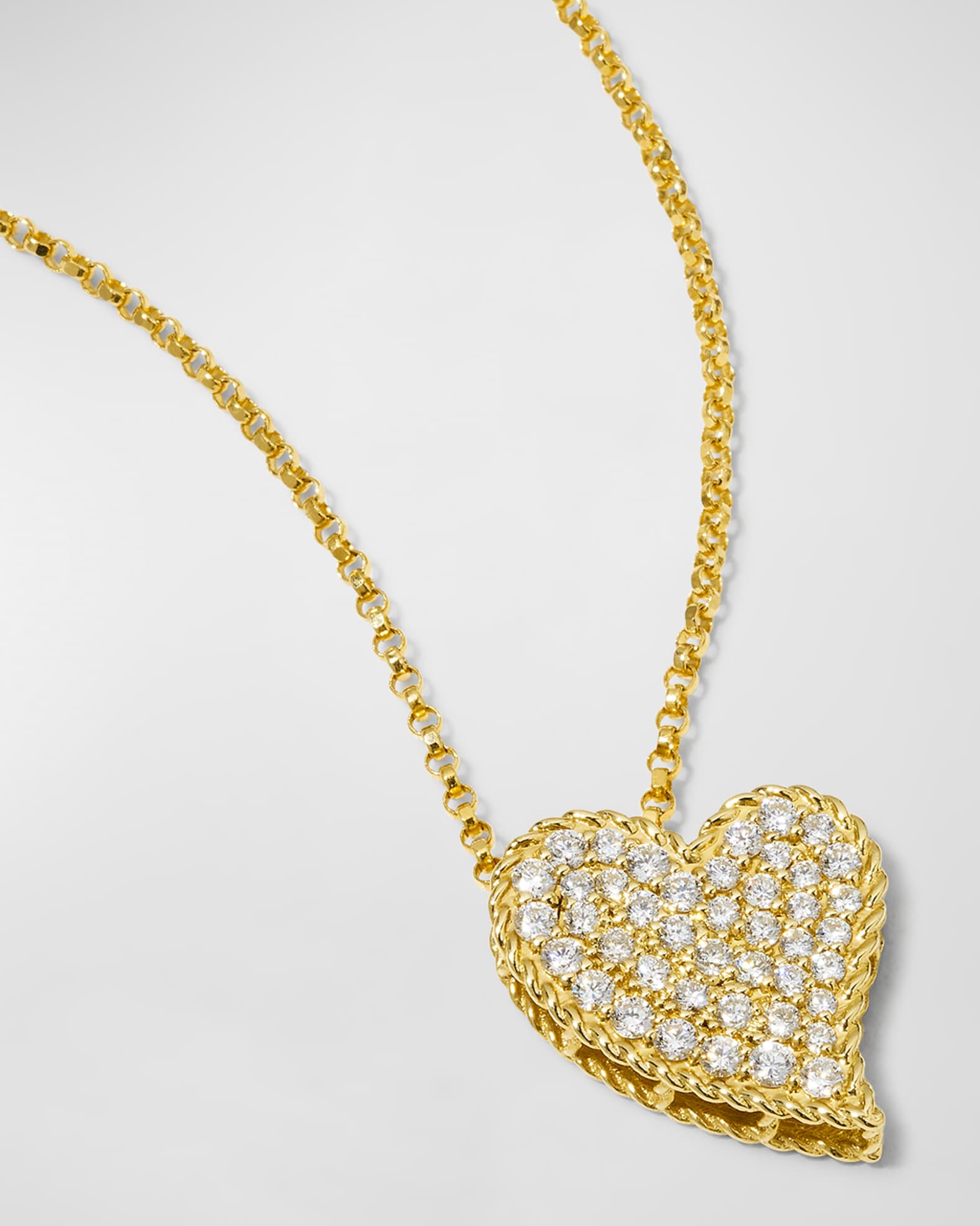 Roberto Coin 18K Yellow Gold Slanted Heart Diamond Pendant Necklace ...