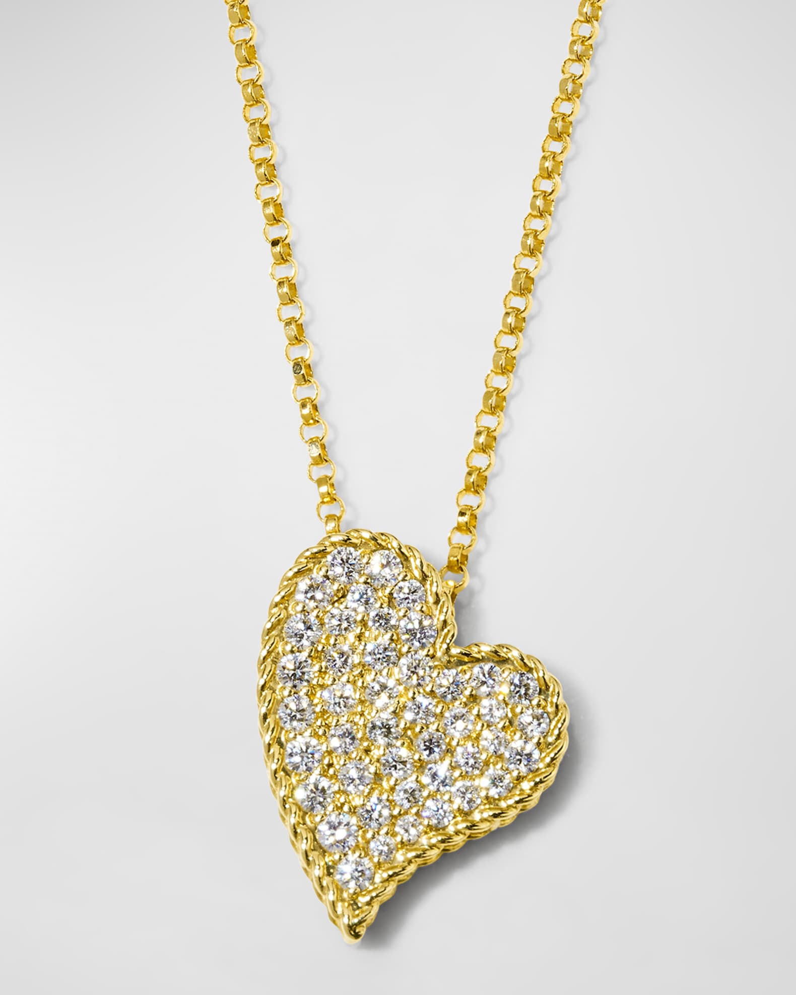 Roberto Coin 18K Yellow Gold Slanted Heart Diamond Pendant Necklace ...