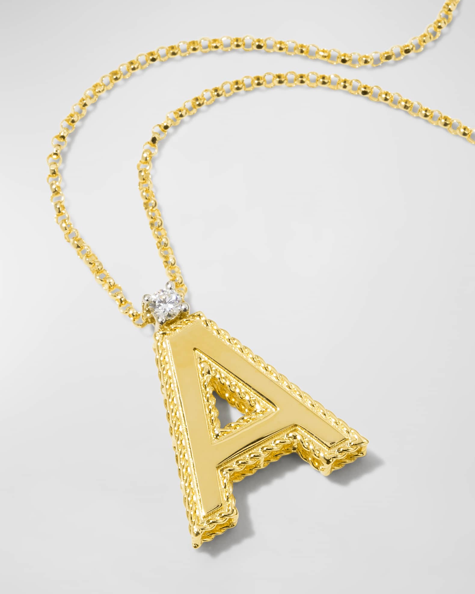 Roberto Coin Princess 18K Yellow Gold Diamond Initial Necklace, A ...