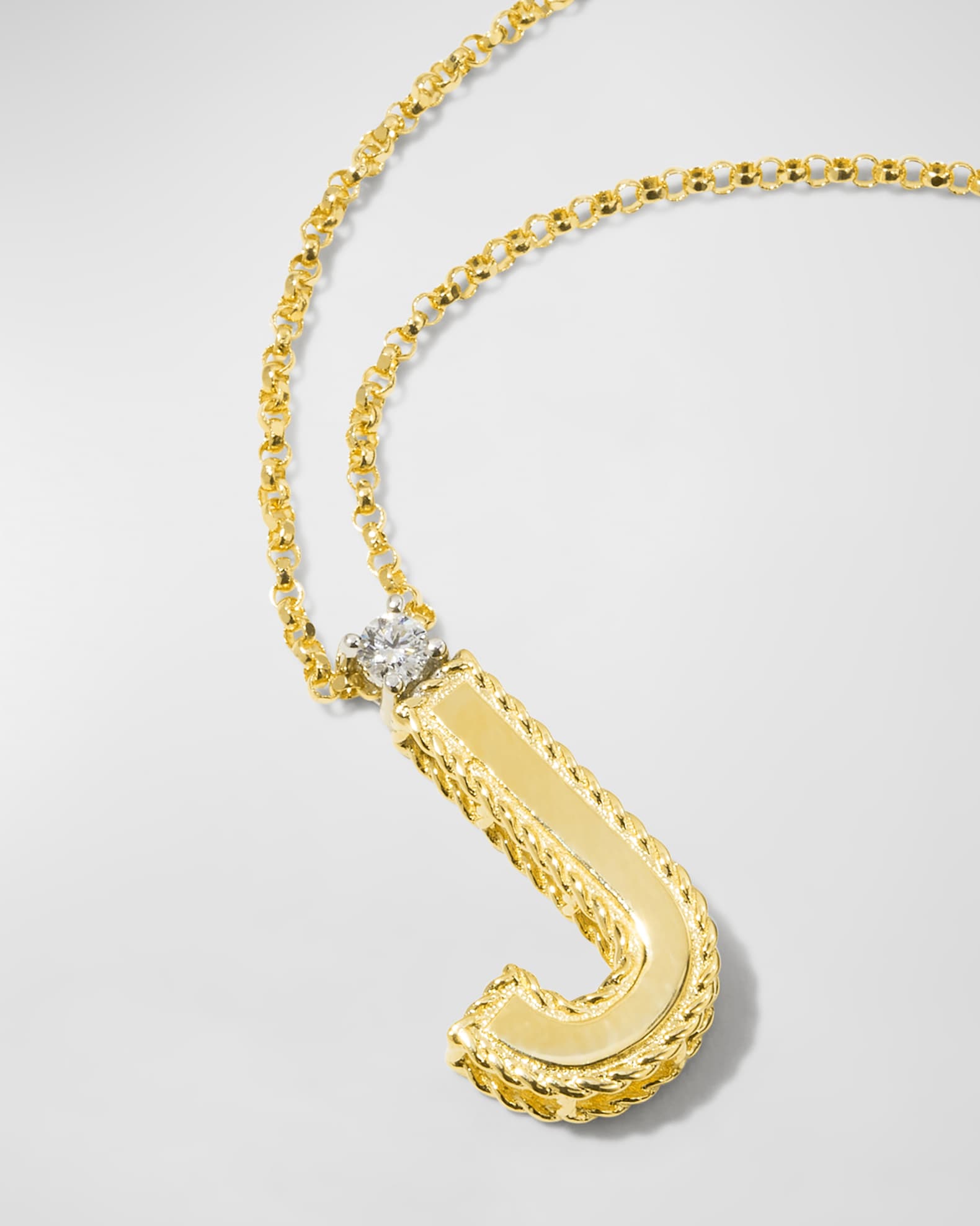 Roberto Coin Princess 18K Yellow Gold Diamond Initial Necklace, J ...