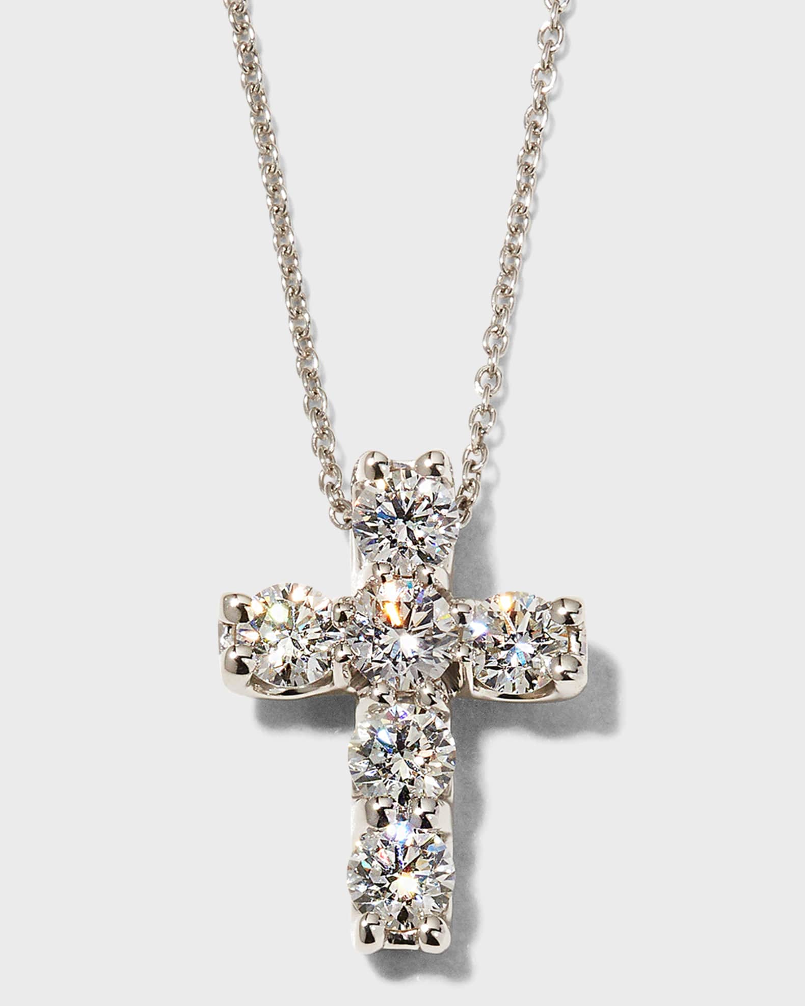 Roberto Coin 18k Diamond Square-Set Cross Pendant Necklace | Neiman Marcus