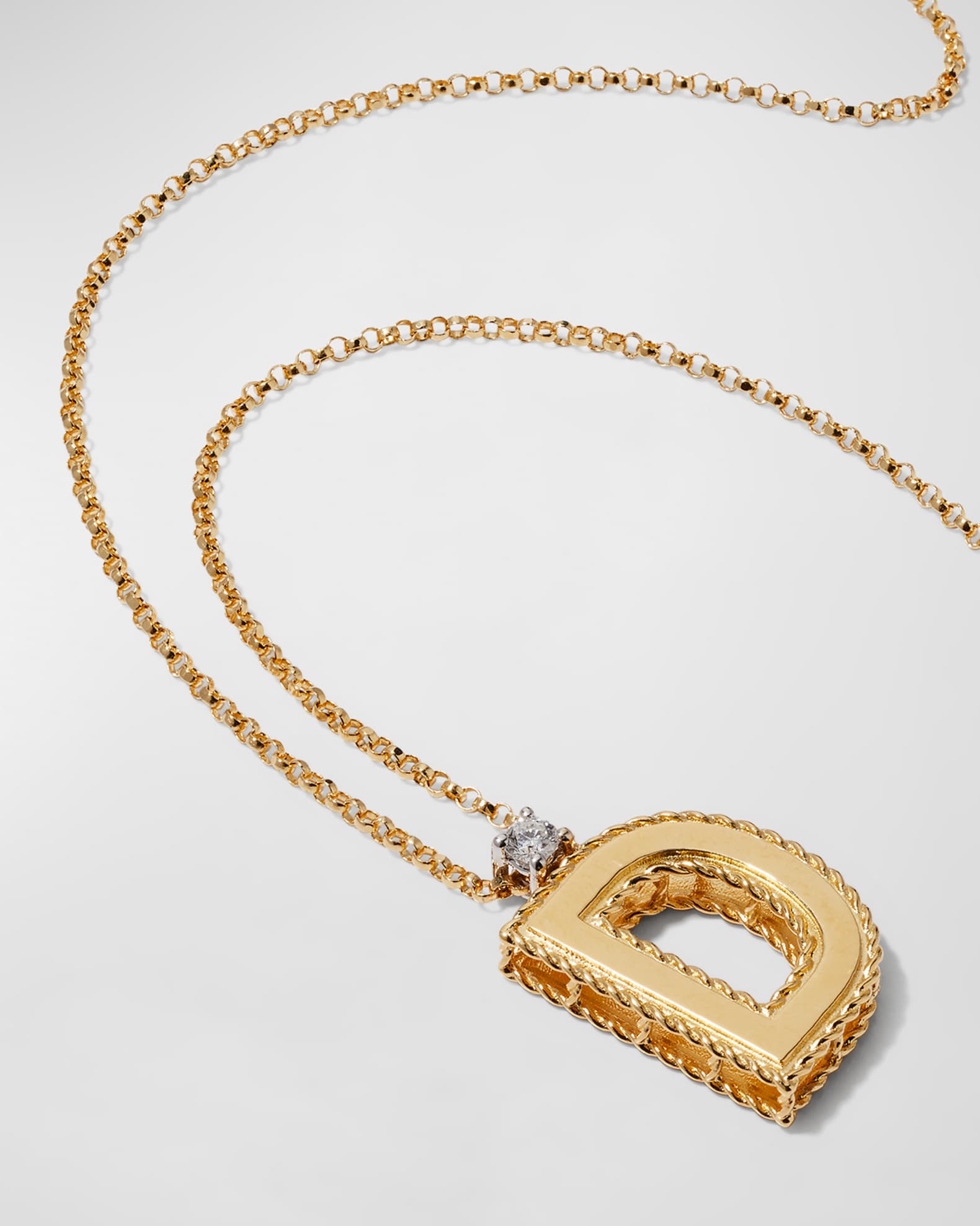 Roberto Coin Princess 18K Yellow Gold Diamond Initial Necklace, D ...