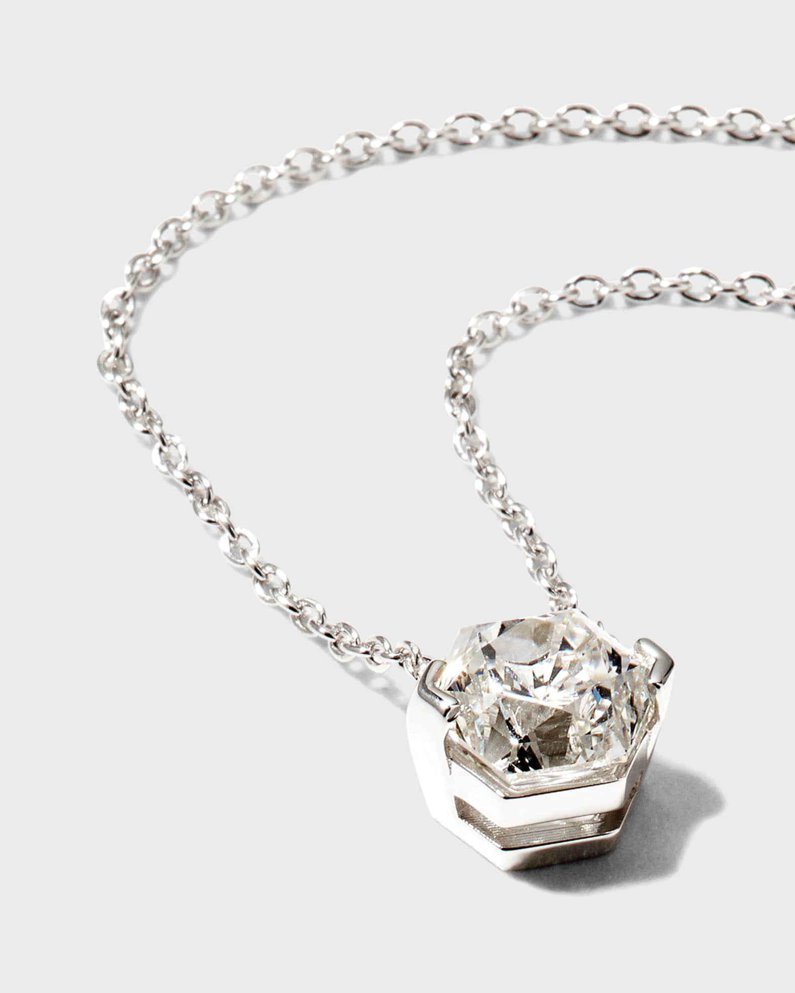Roberto Coin 18K White Gold Hexagonal Diamond Necklace, 0.85tcw ...