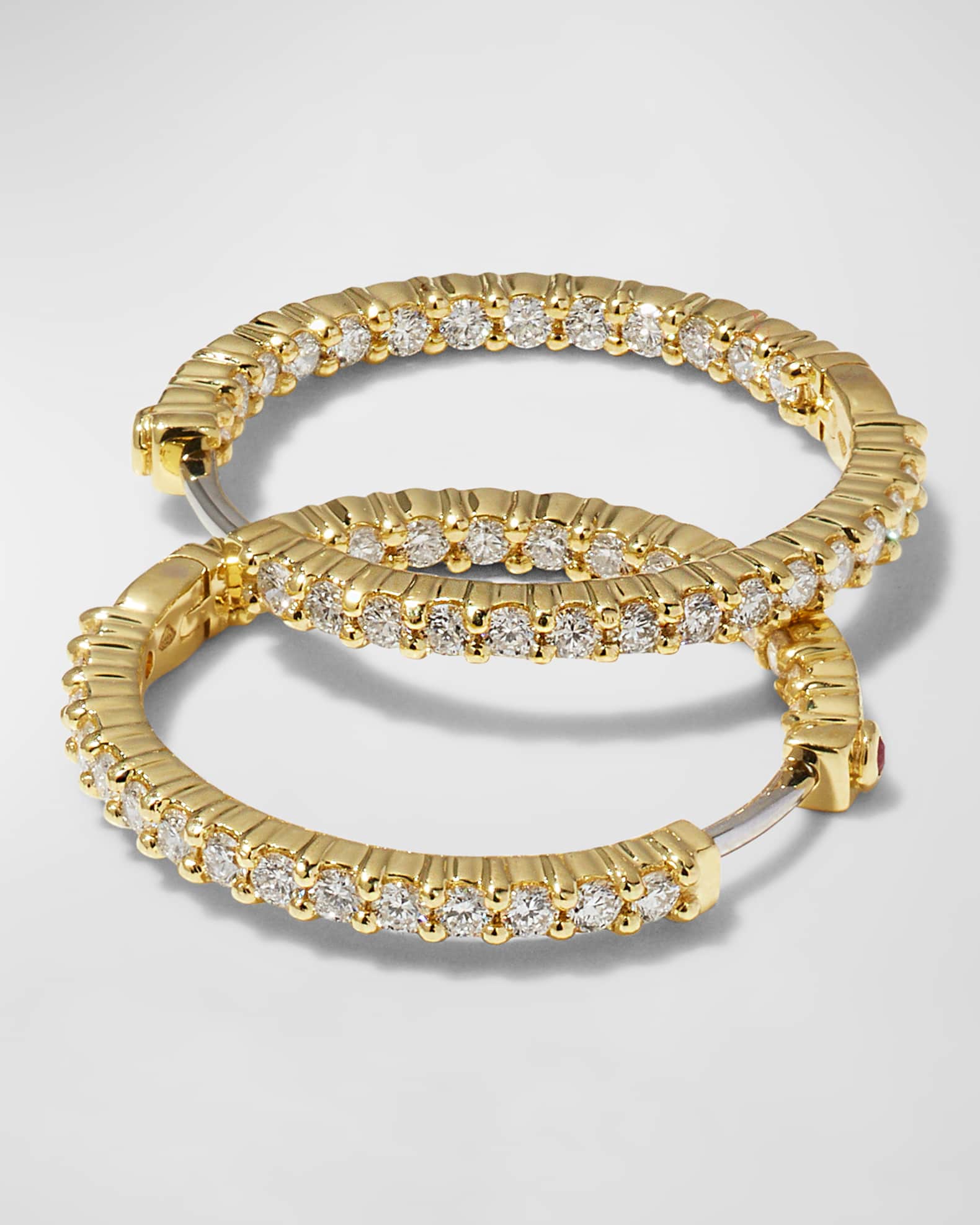 Roberto Coin 18K Yellow Gold Diamond Hoop Earrings, 25mm, 1.53tcw ...