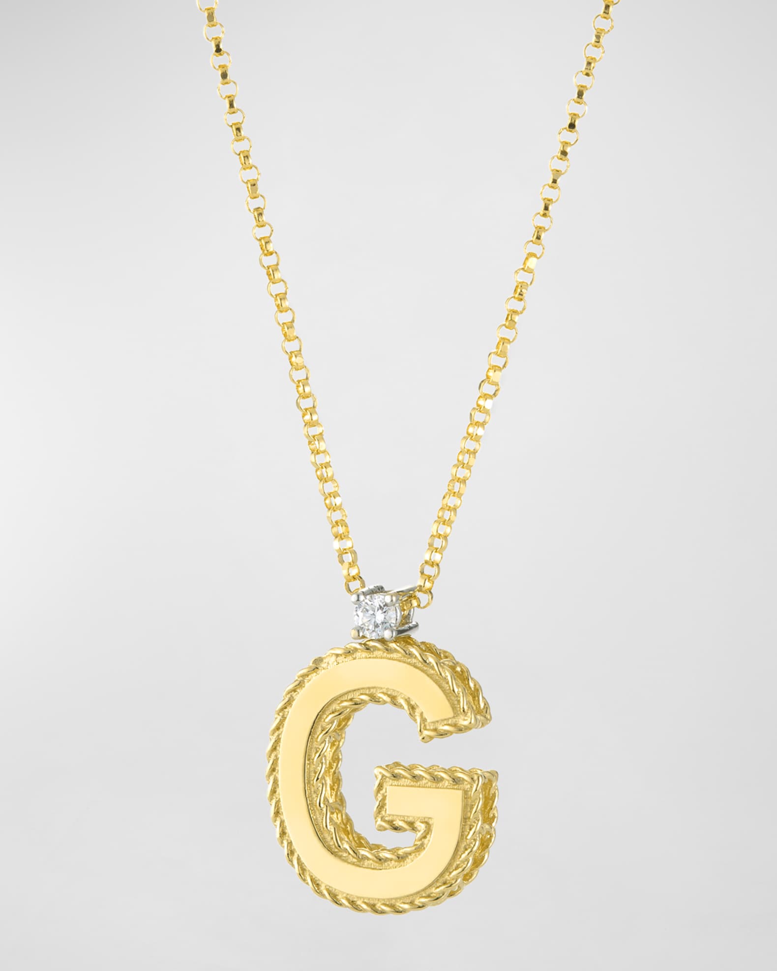 Roberto Coin Princess 18K Yellow Gold Diamond Initial Necklace, G ...