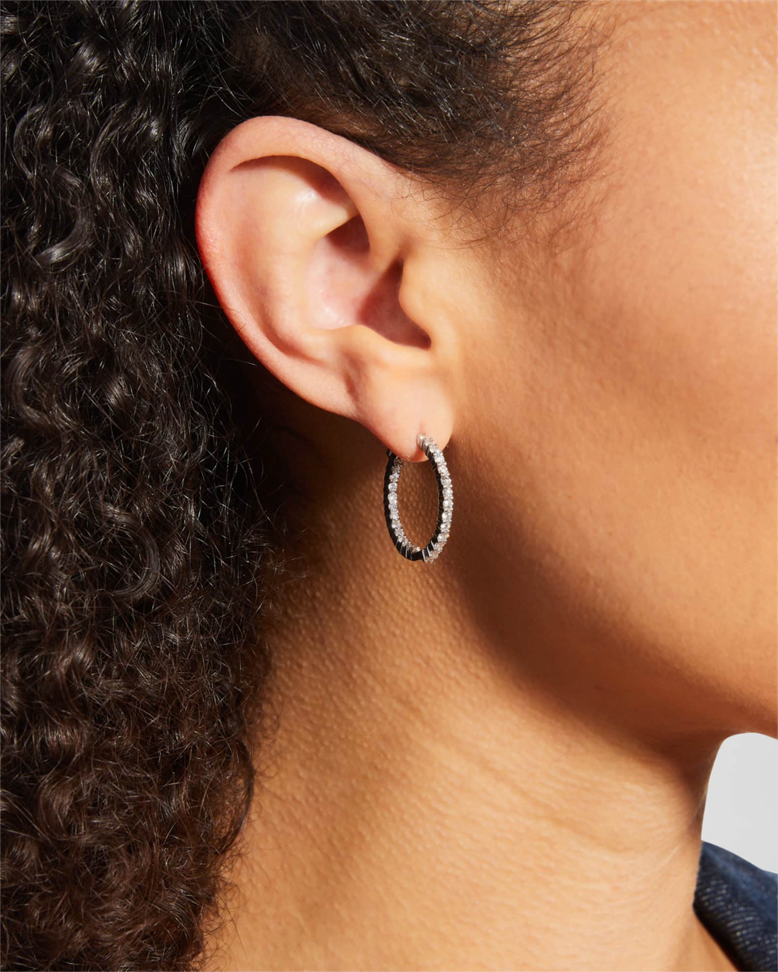 Roberto Coin 18K Inside Outside Diamond Hoop Earrings, 22mm | Neiman Marcus