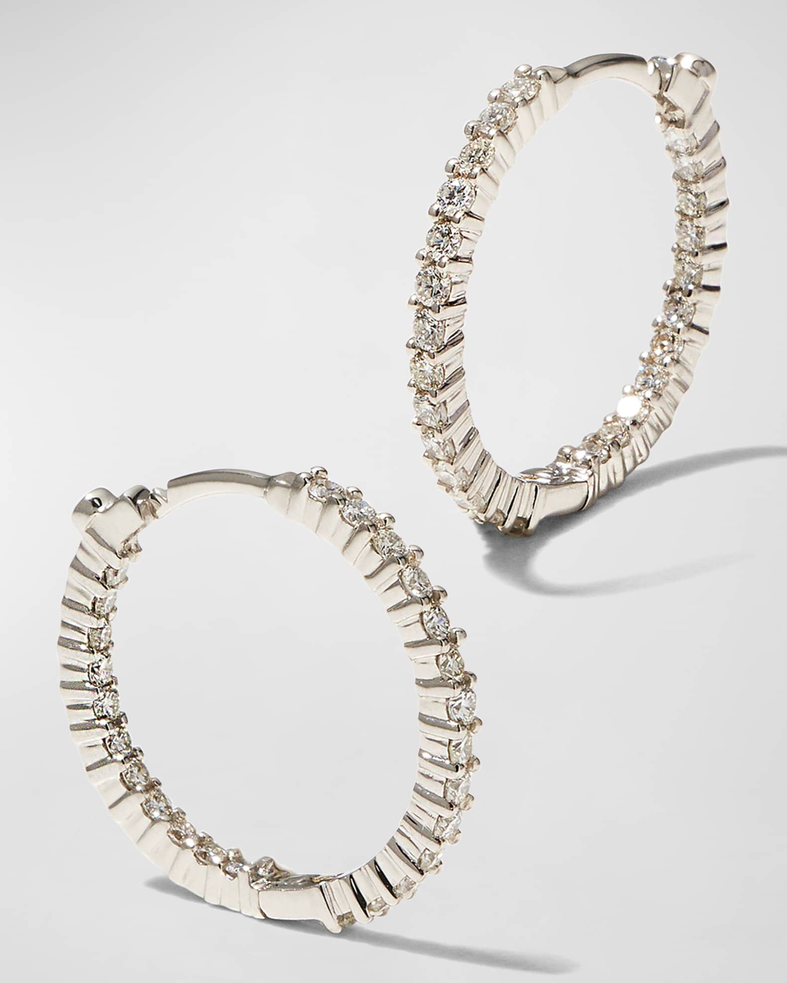 Roberto Coin 18K Inside Outside Diamond Hoop Earrings, 22mm | Neiman Marcus