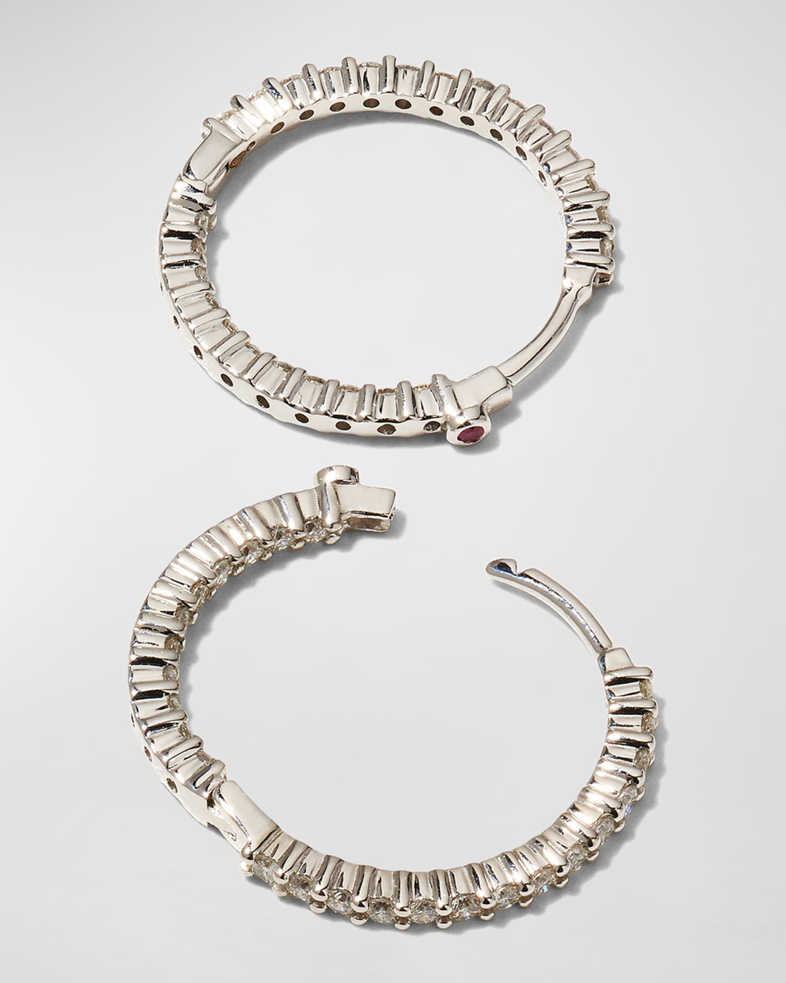 Roberto Coin 18K Inside Outside Diamond Hoop Earrings, 22mm | Neiman Marcus