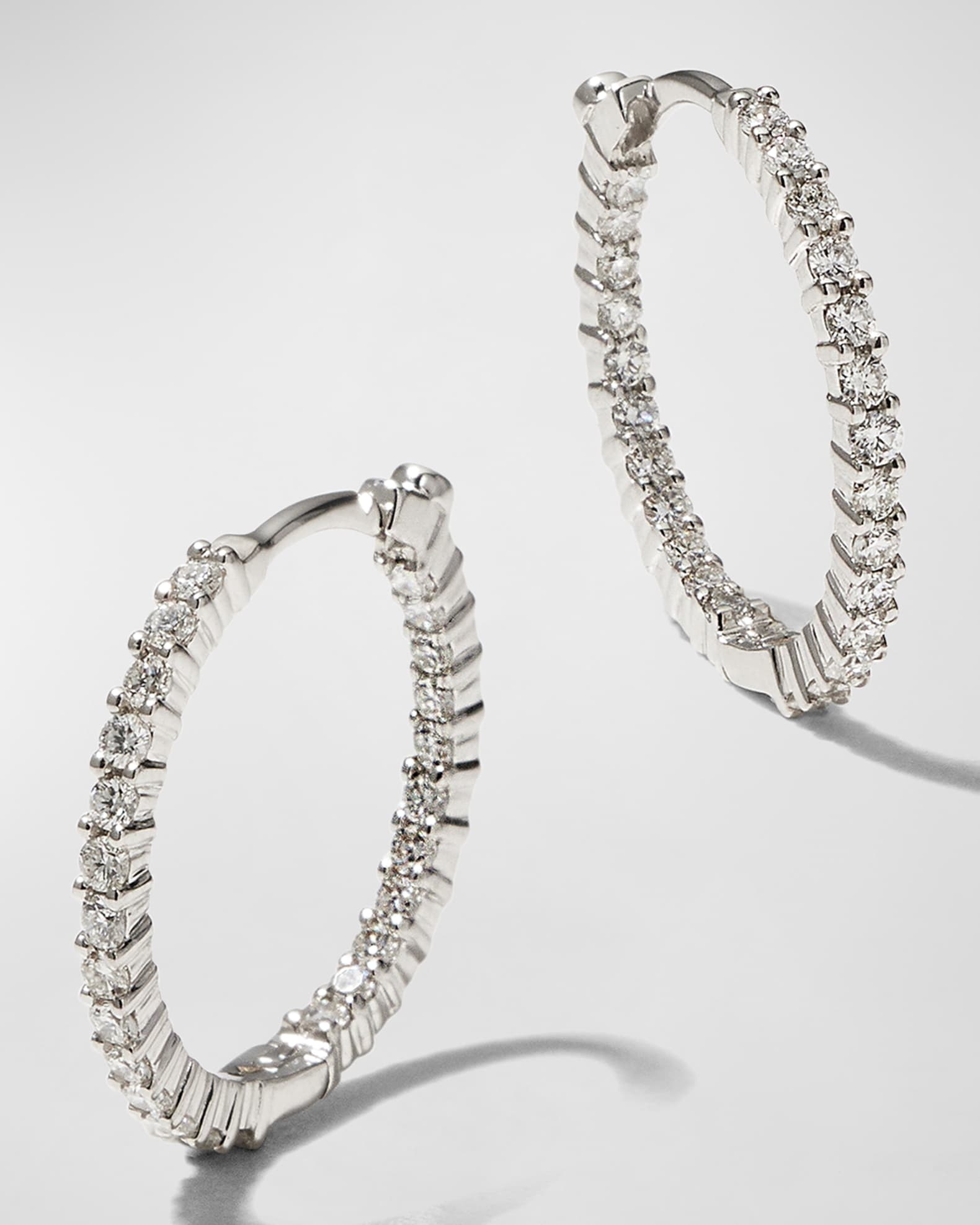 Roberto Coin 18K Inside Outside Diamond Hoop Earrings, 22mm | Neiman Marcus