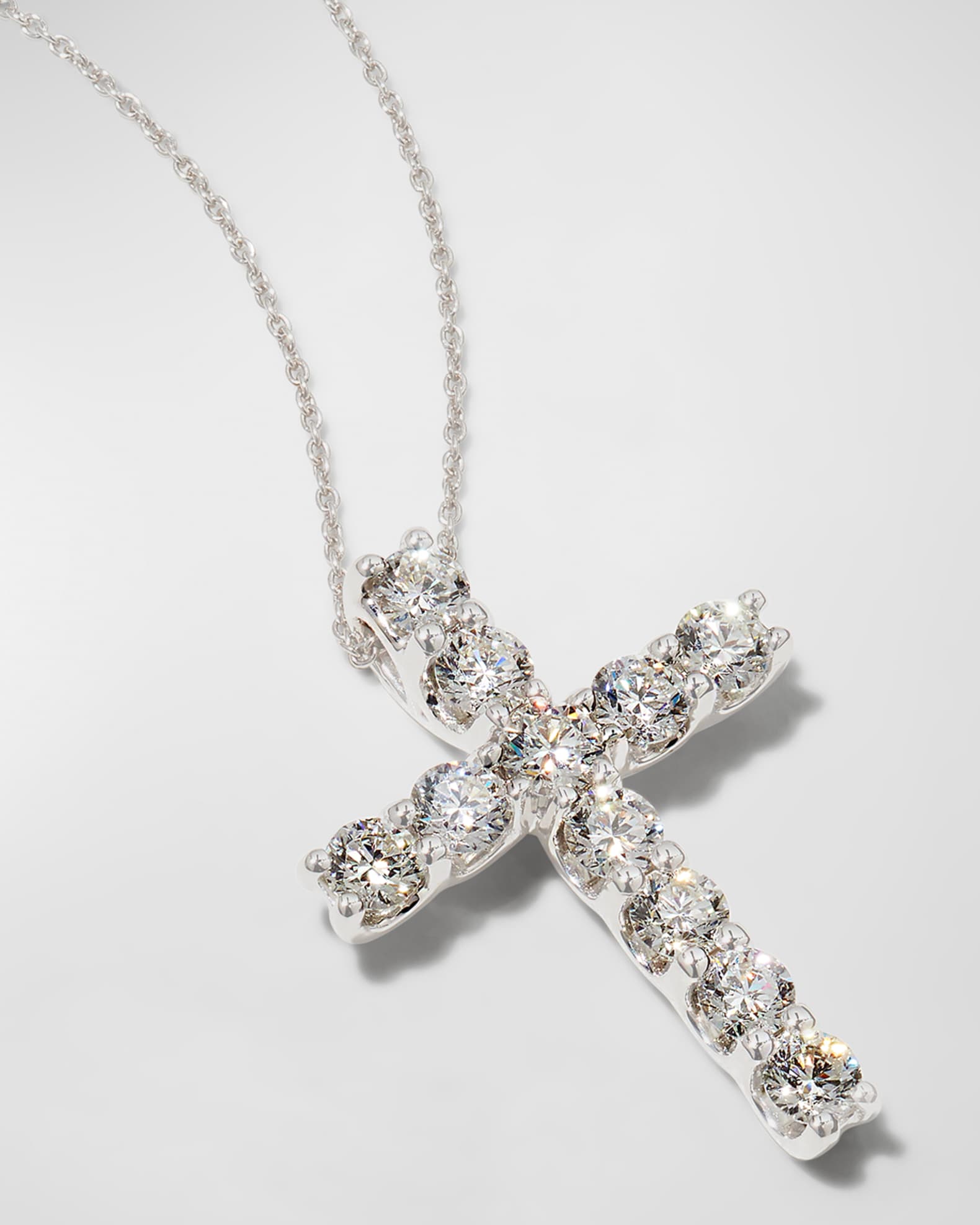 Roberto Coin 18K White Gold Large Diamond Cross Necklace, 1.87tcw ...