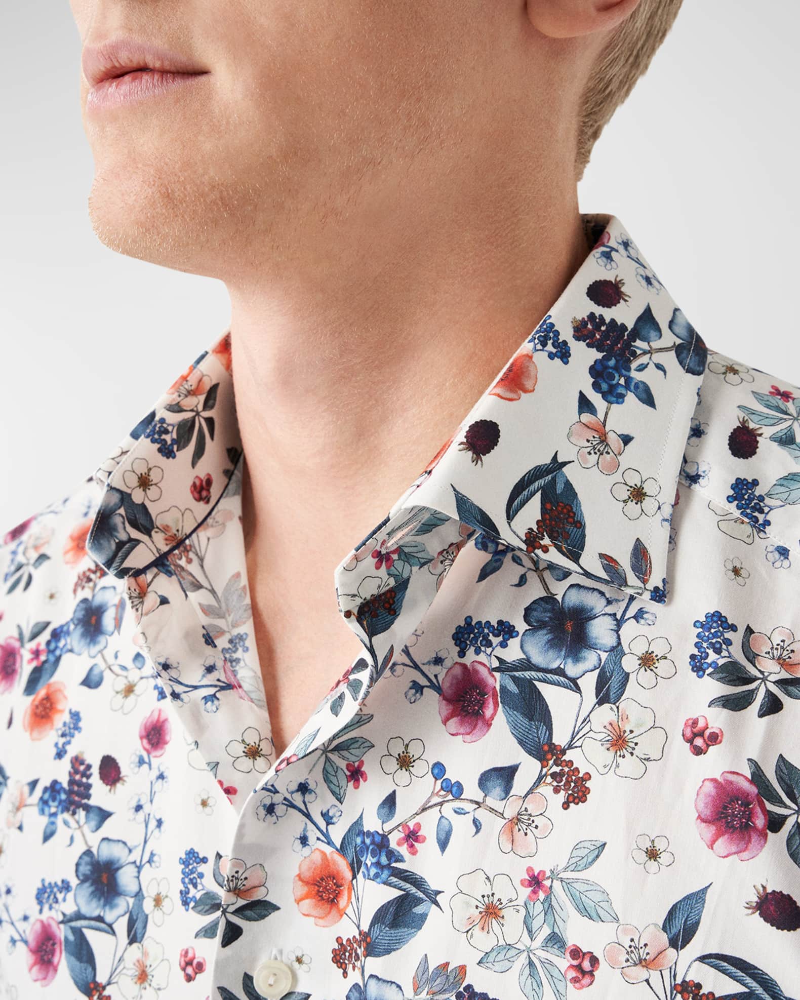 Eton Men's Slim Fit Floral Print Twill Shirt | Neiman Marcus