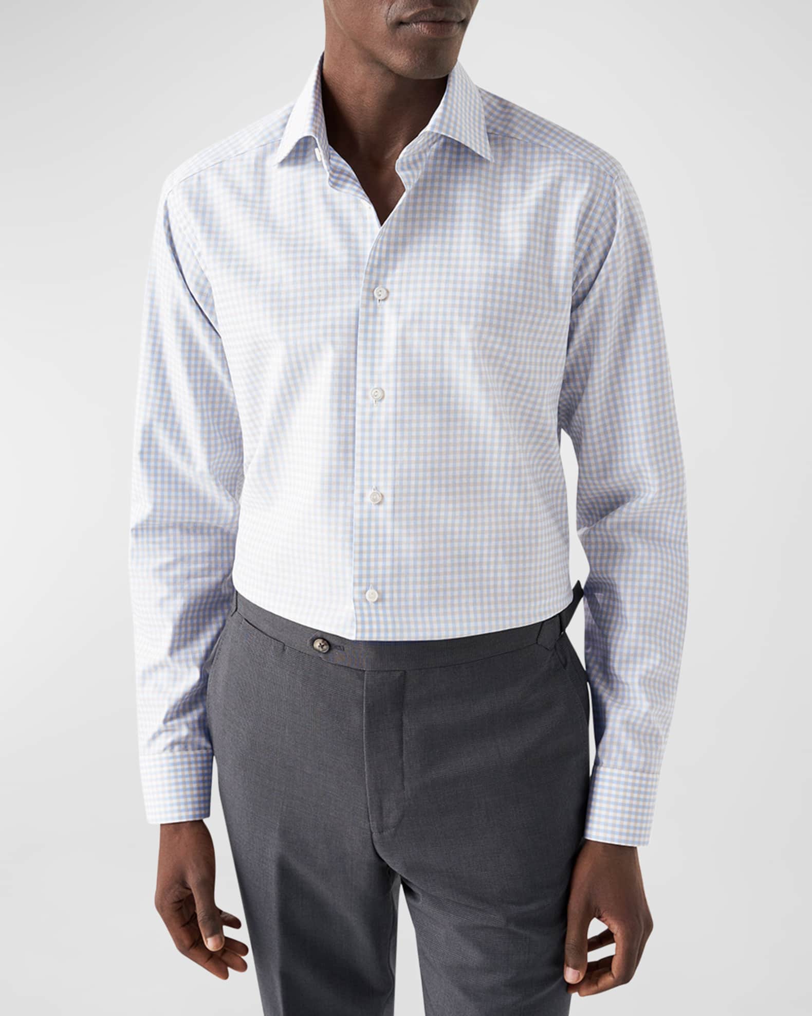 Eton Men's Contemporary Fit Fine Check Shirt | Neiman Marcus