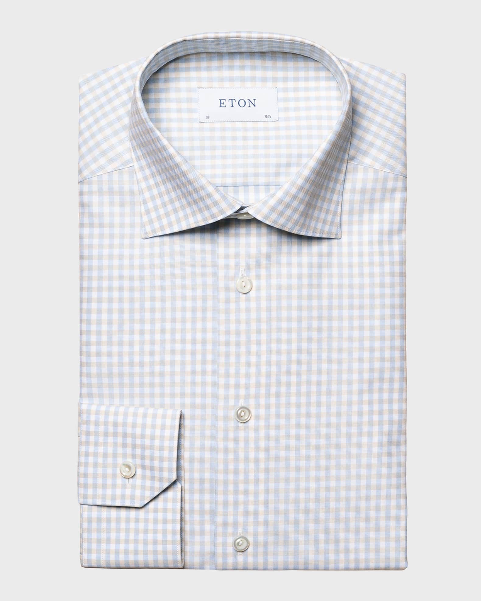 Eton Men's Contemporary Fit Fine Check Shirt | Neiman Marcus