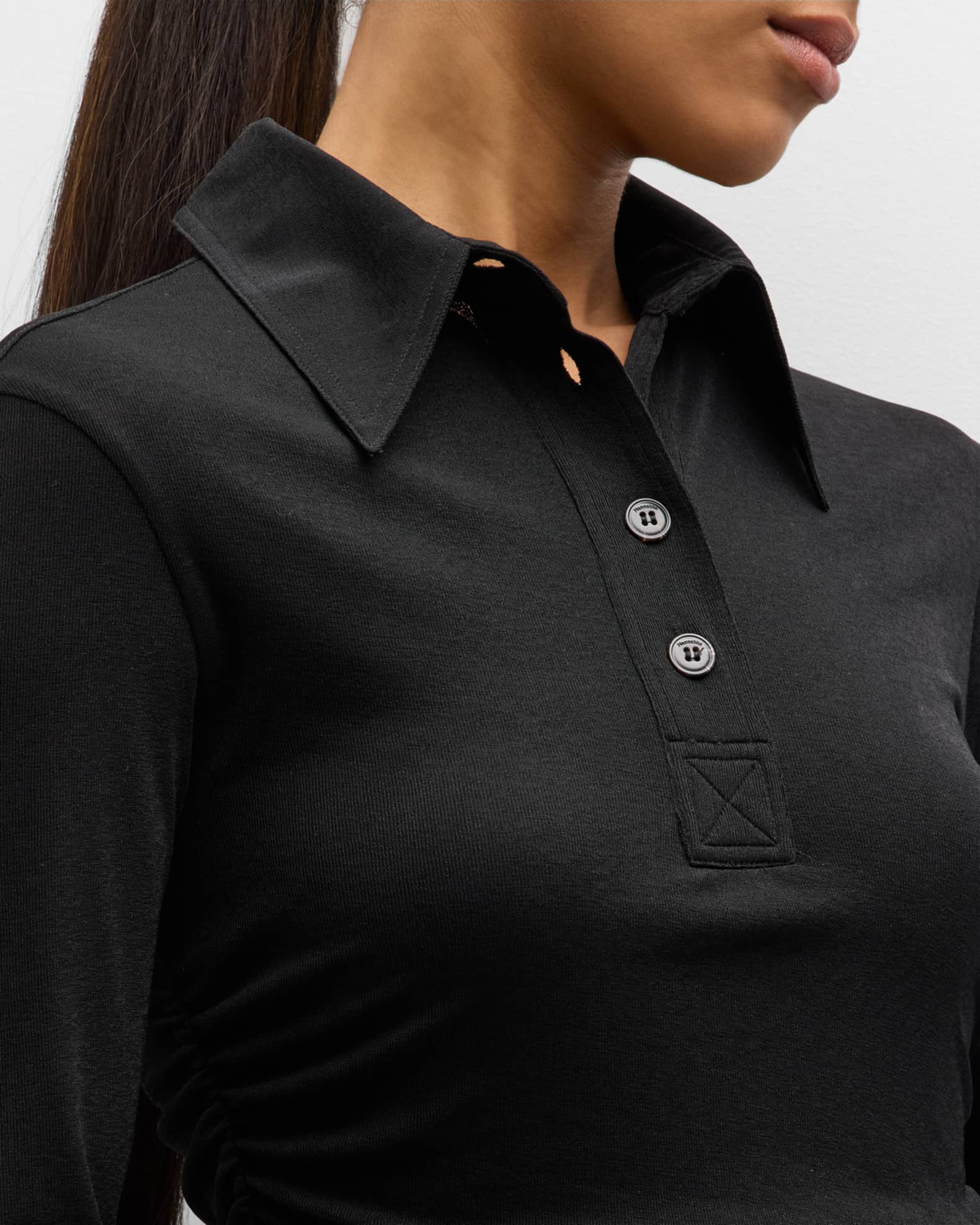 Nanushka Verity Long-Sleeve Knit Polo Midi Dress | Neiman Marcus