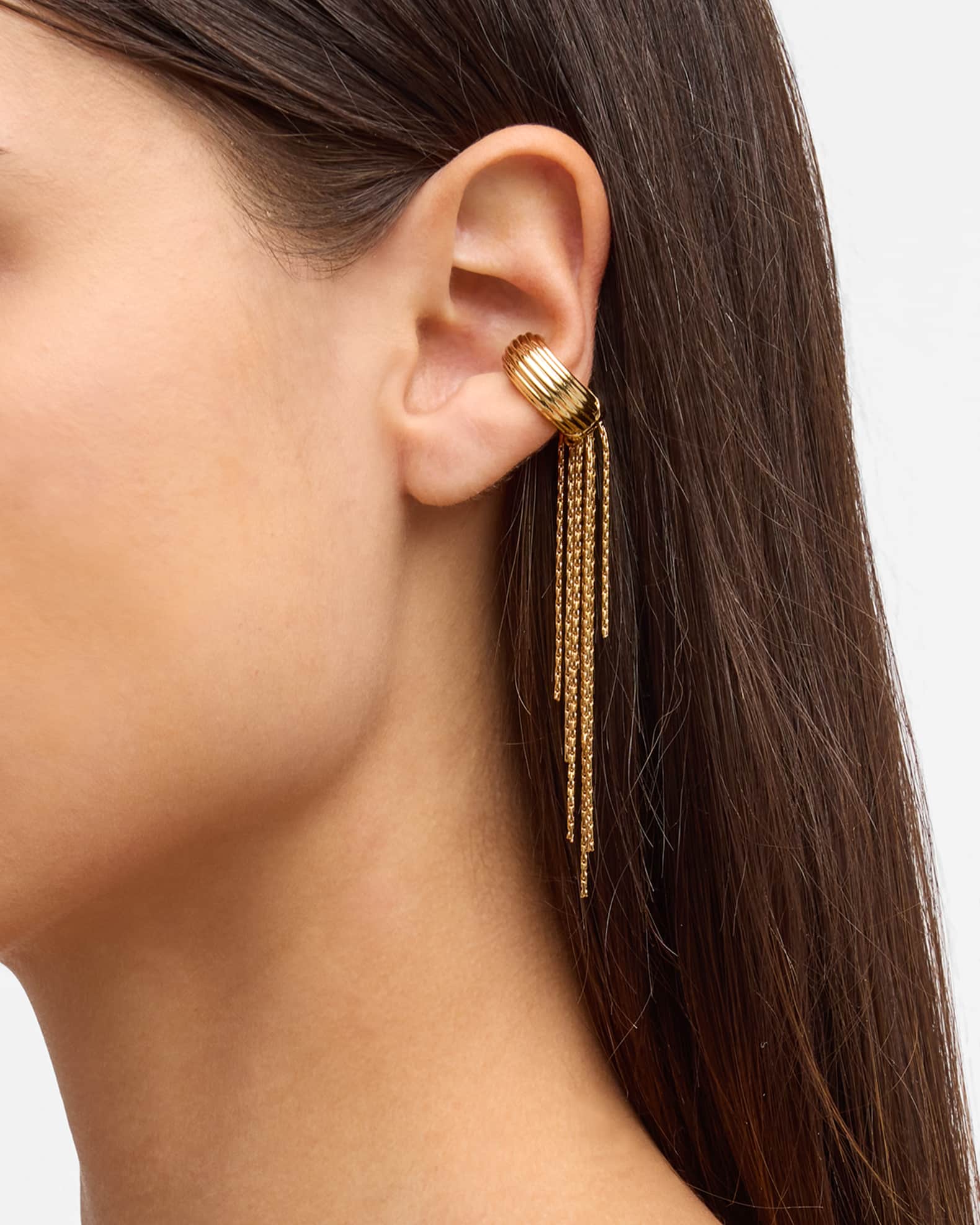 DEMARSON Astrid 12K Gold-Plated Fringe Ear Cuff, Single | Neiman Marcus
